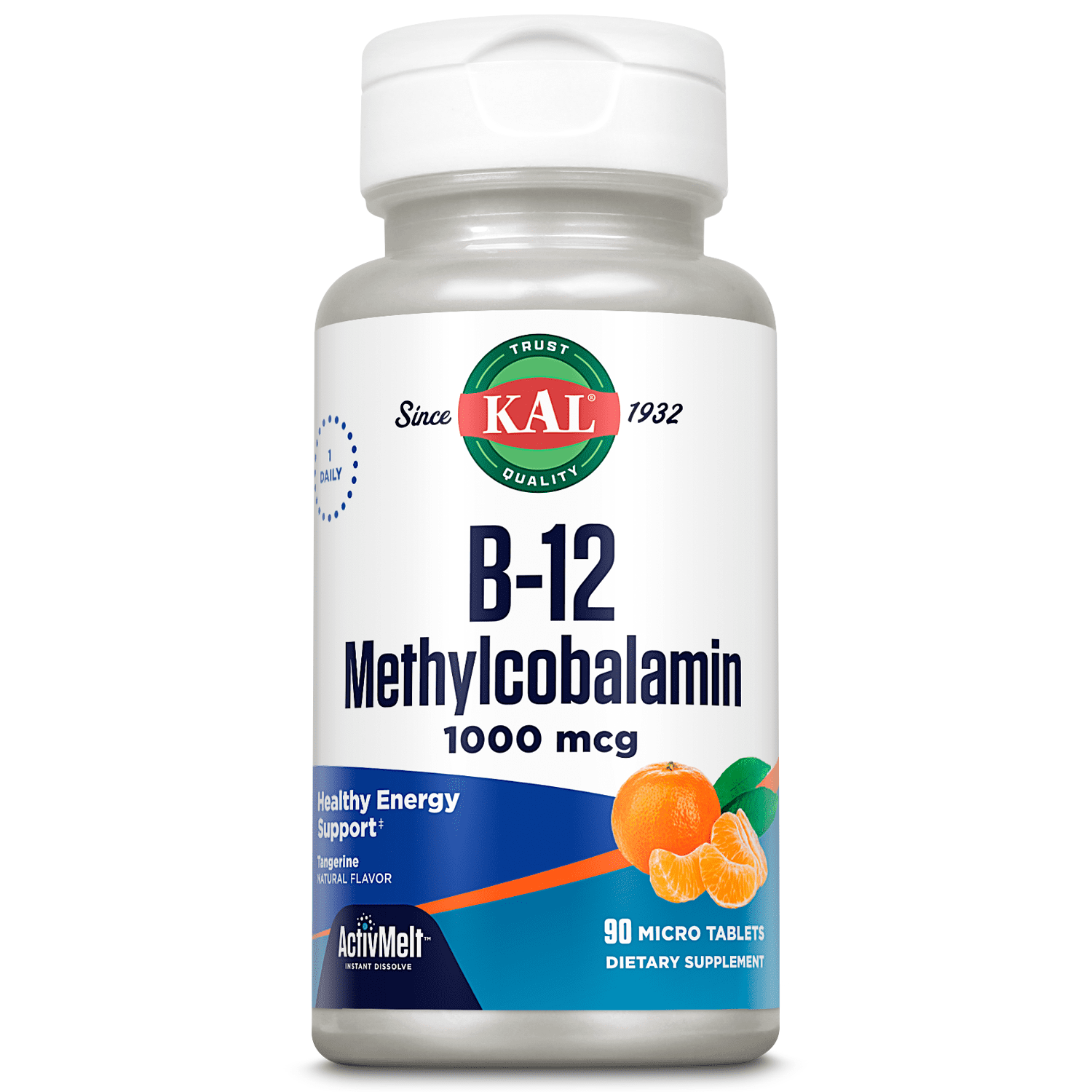 KAL B-12 Methylcobalamin ActivMelt 1000 mcg | Natural Tangerine Flavor ...