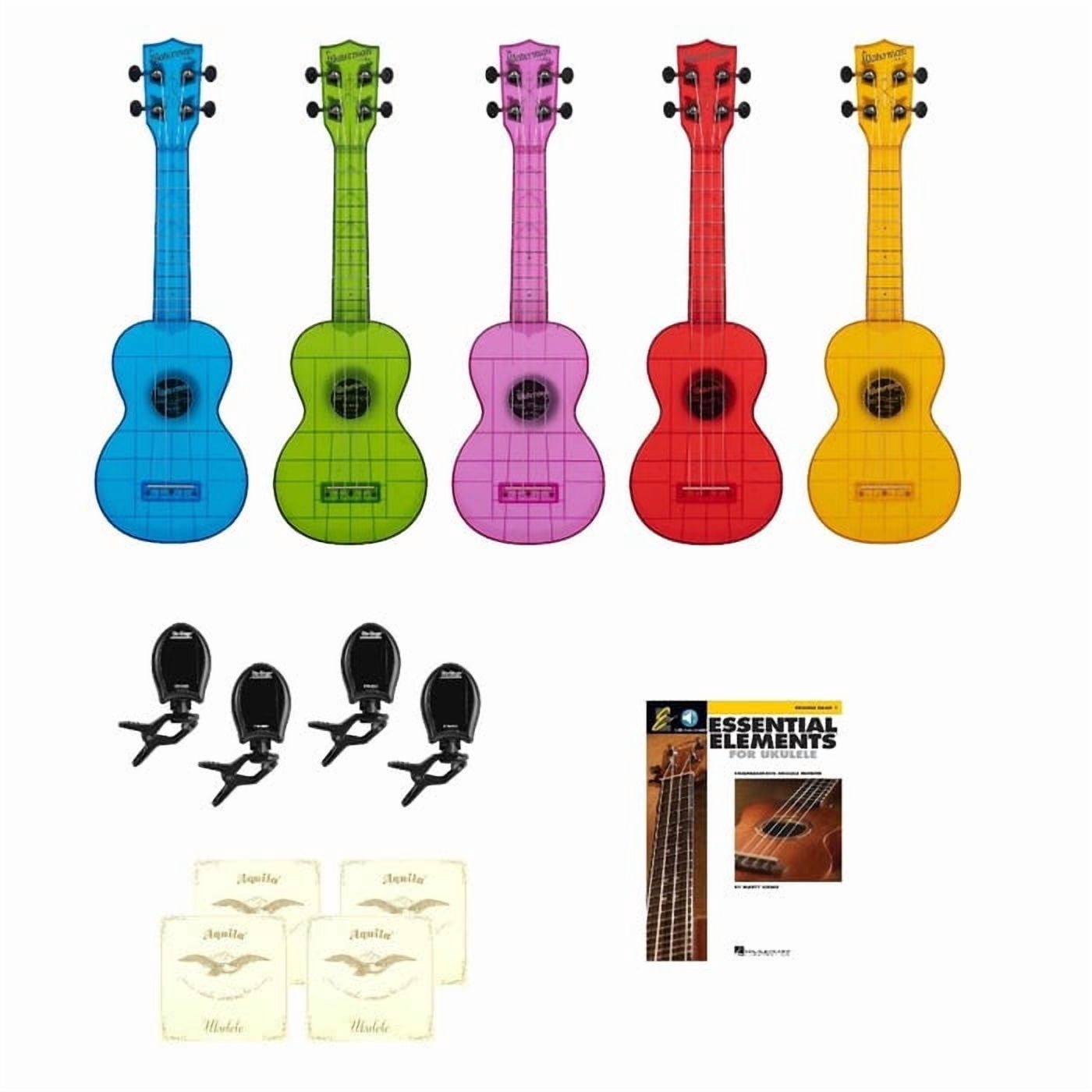 Kala Waterman Transparent Color Soprano Ukulele Classroom Set, Set of ...