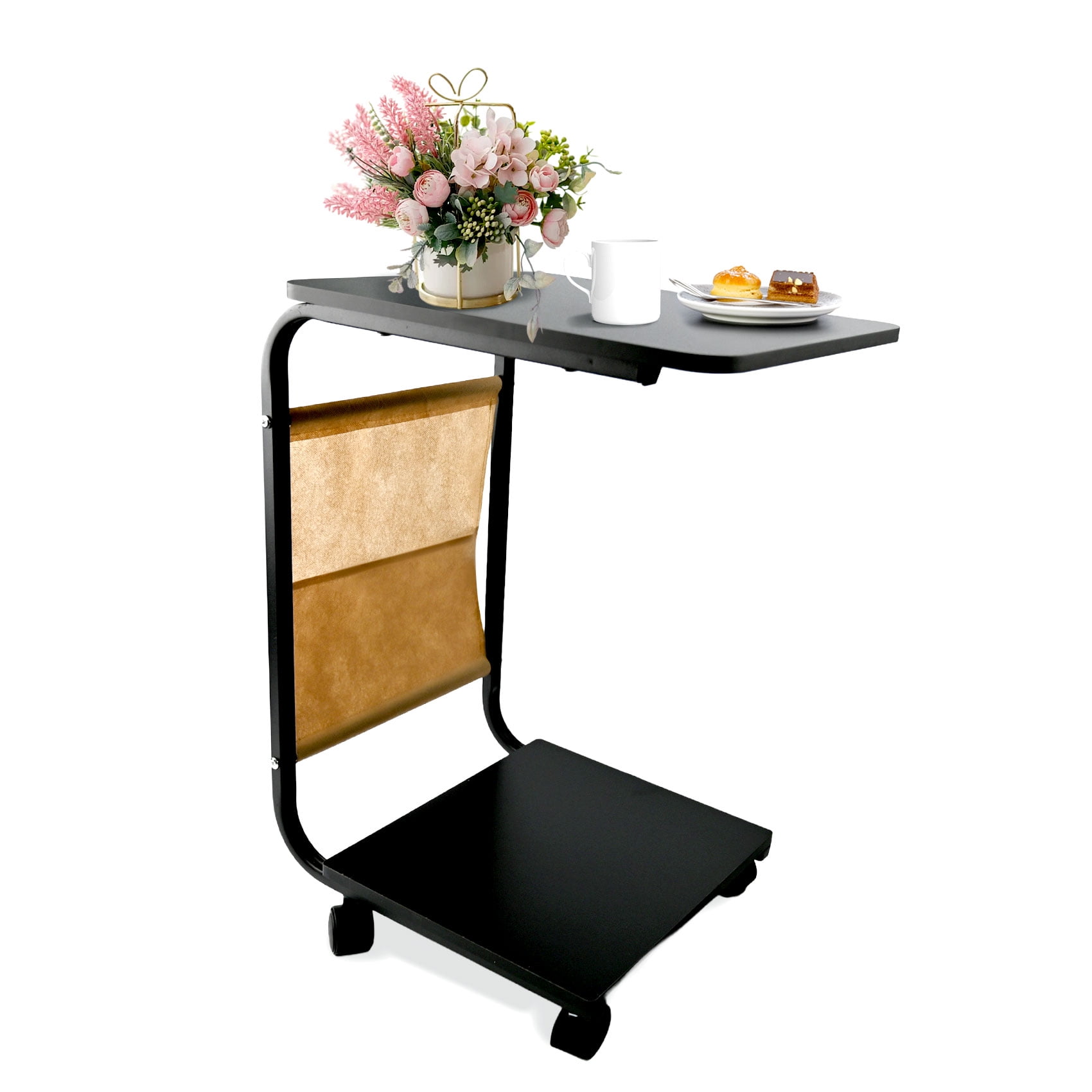 Kalageen C Shaped End Table,Small Couch Side Table with Storage Bag,24. ...