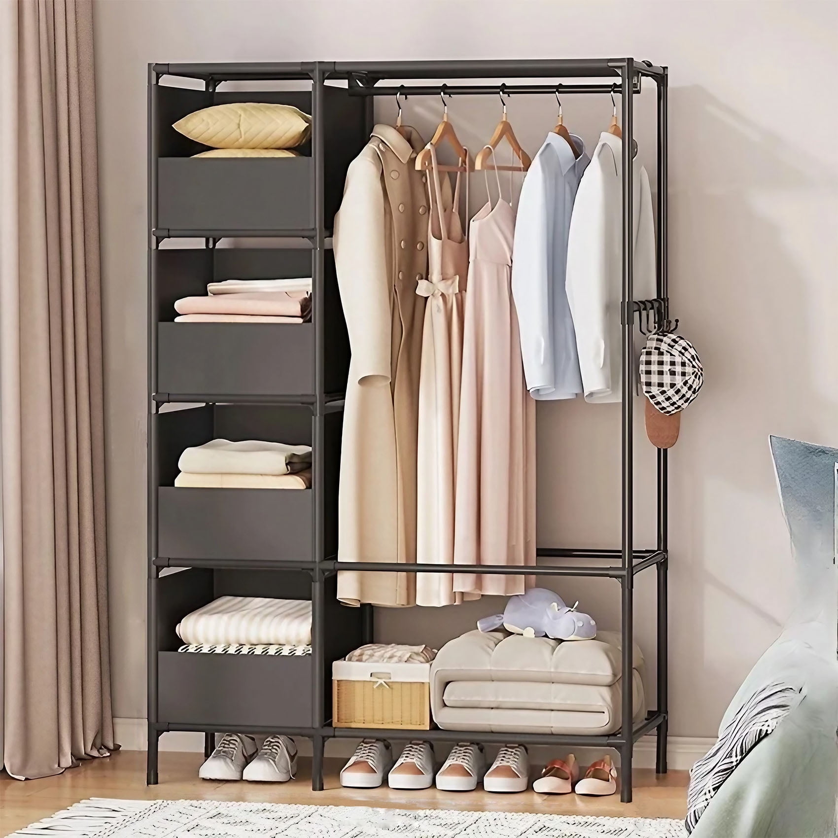 Kalageen Metal Garment Rack,Portable Closet Freestanding Clothes Rack ...