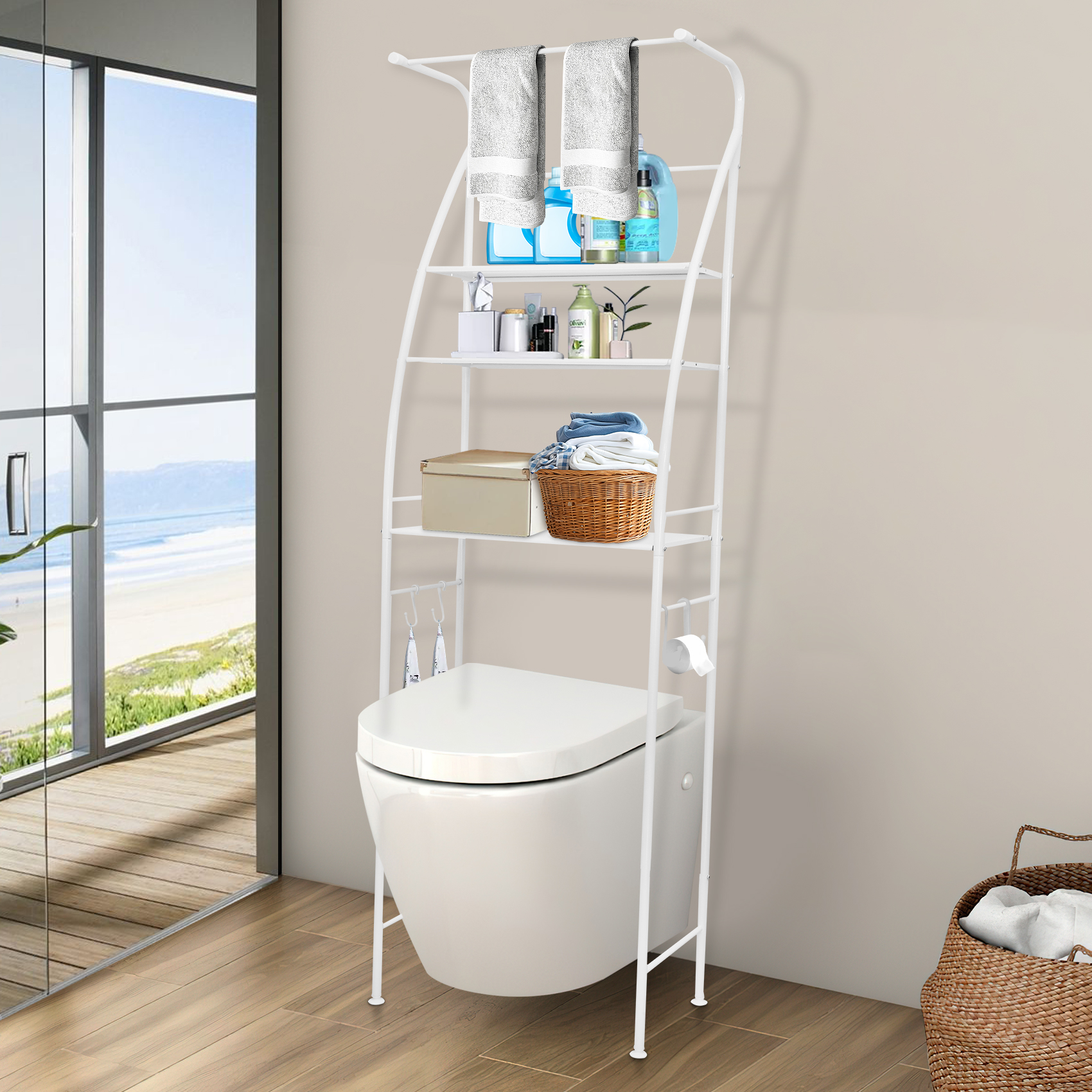 Xecvkr Glacier Patterned Clear Wall Mounted Bathroom Storage Rack with ...