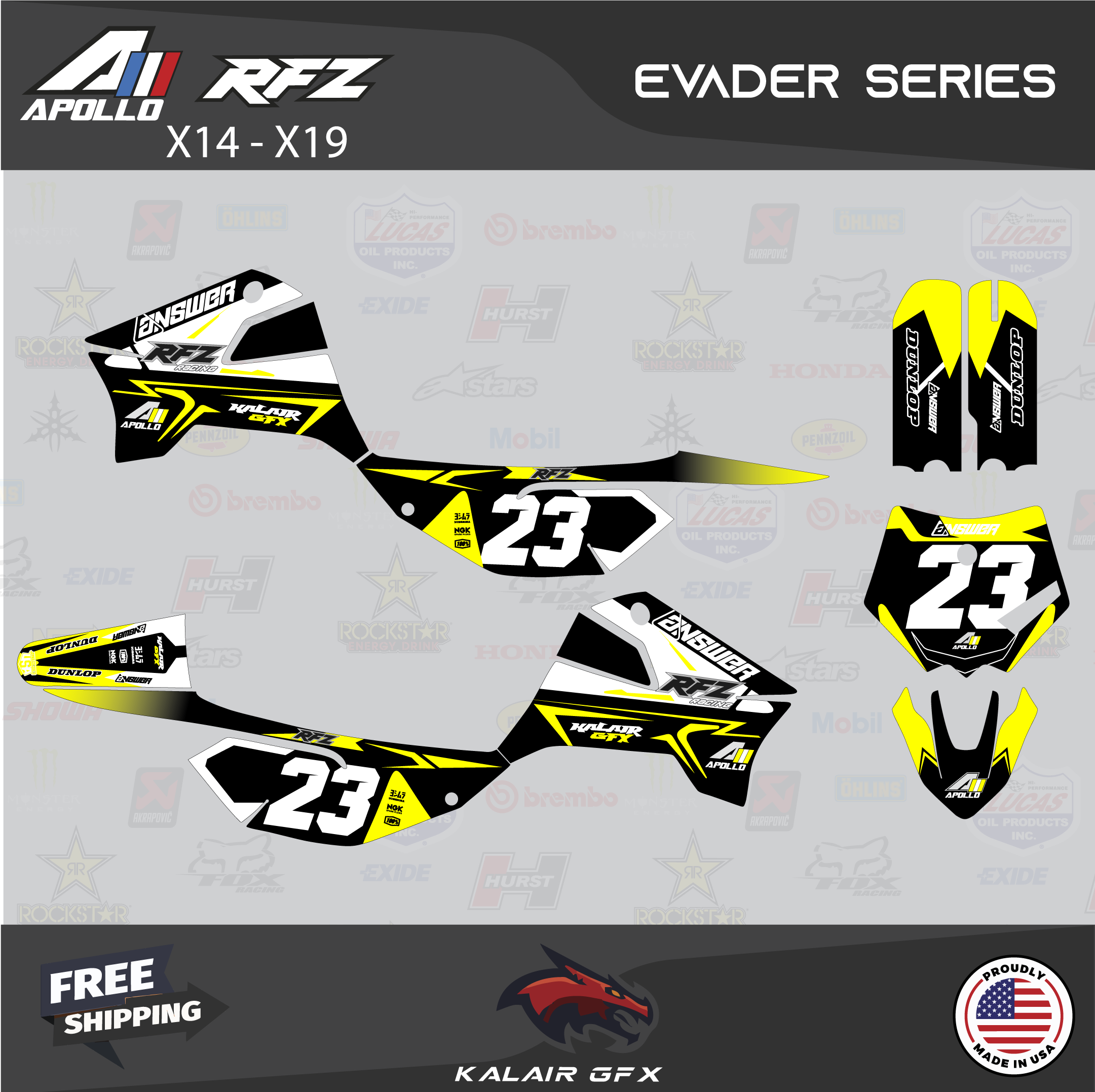 Kalair GFX Graphics Kit for Apollo RFZ X4-X6 X14-X19 (All Years) Evader ...