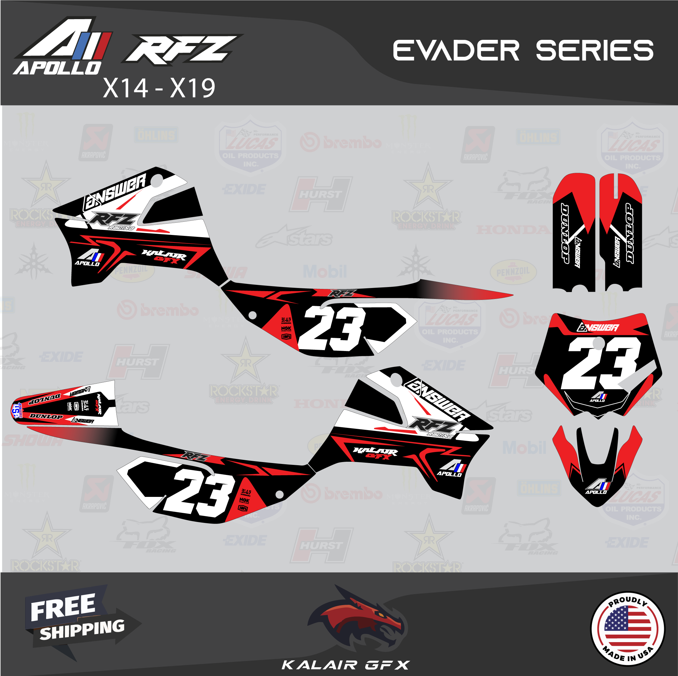 Kalair GFX Graphics Kit for Apollo RFZ X4-X6 X14-X19 (All Years) Evader ...