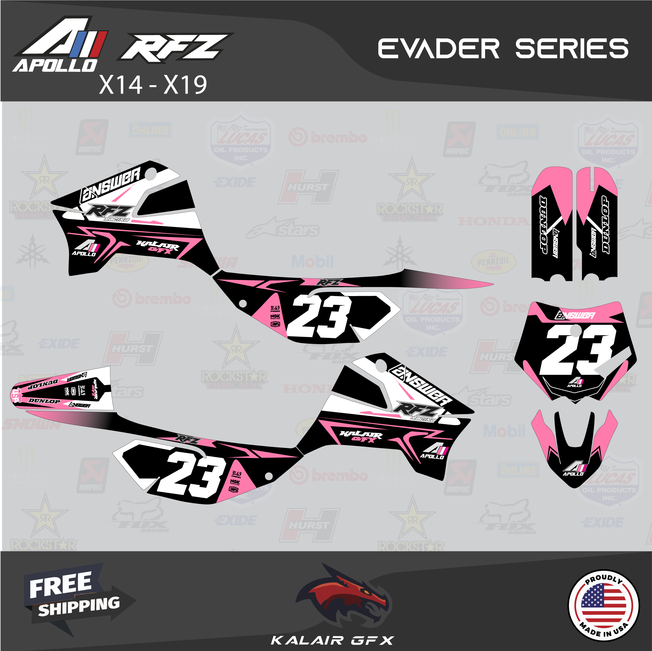 Kalair GFX Graphics Kit for Apollo RFZ X4-X6 X14-X19 (All Years) Evader ...