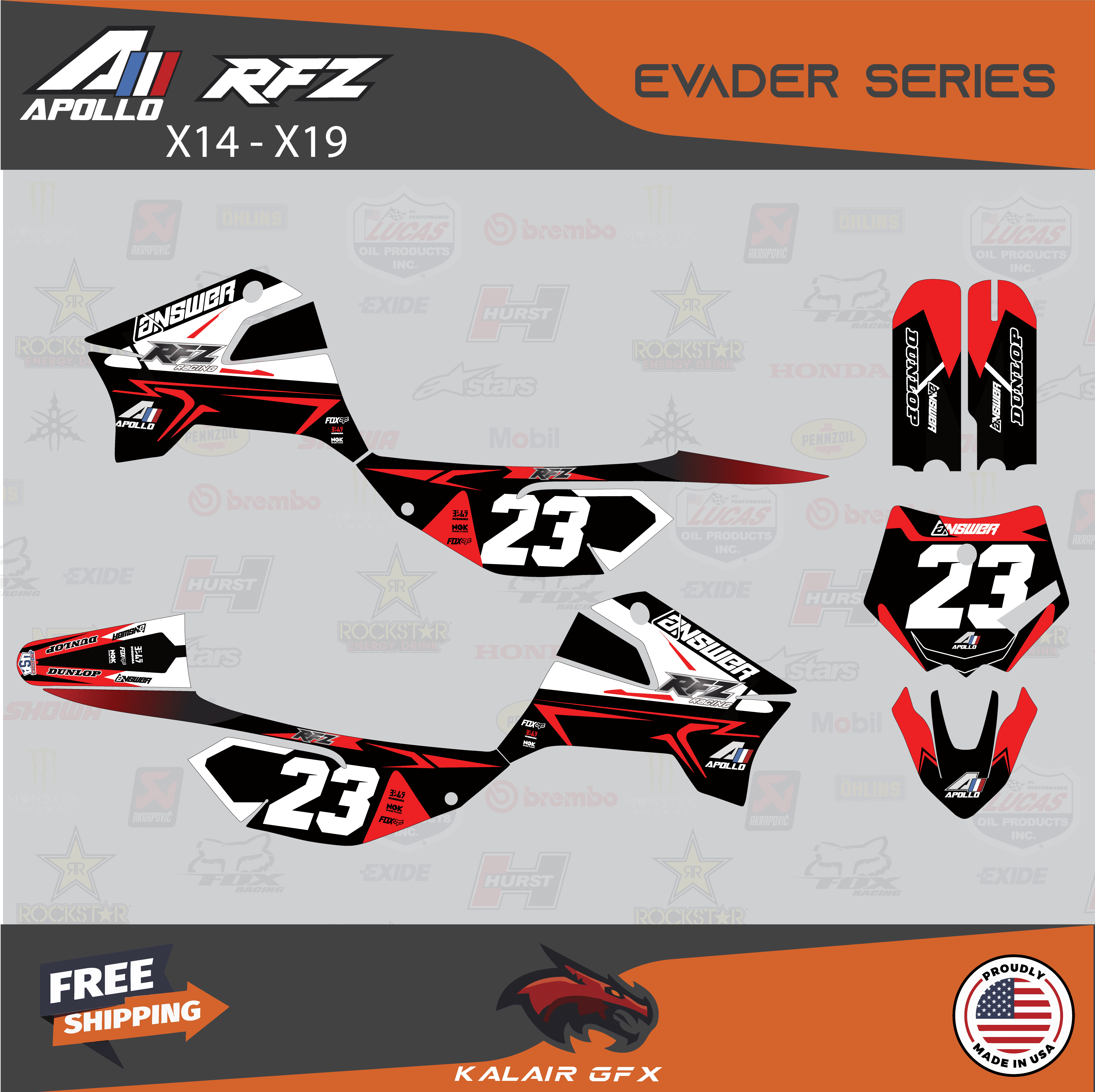 Kalair GFX Graphics Kit for Apollo RFZ X4-X6 X14-X19 (All Years) Evader ...