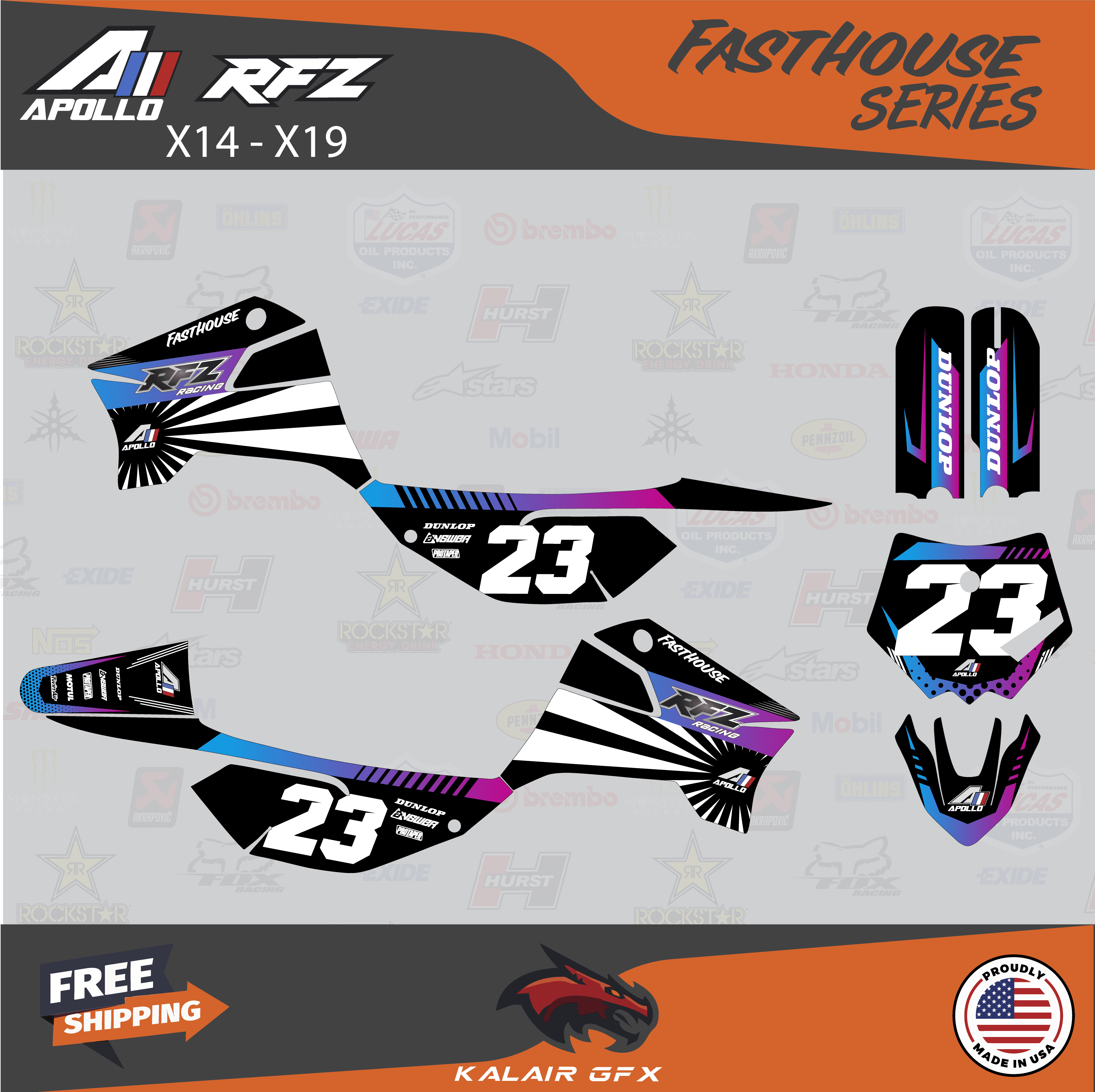 Kalair GFX Graphics Kit for Apollo RFZ X4-X6 X14-X19 (All Years) Fh ...