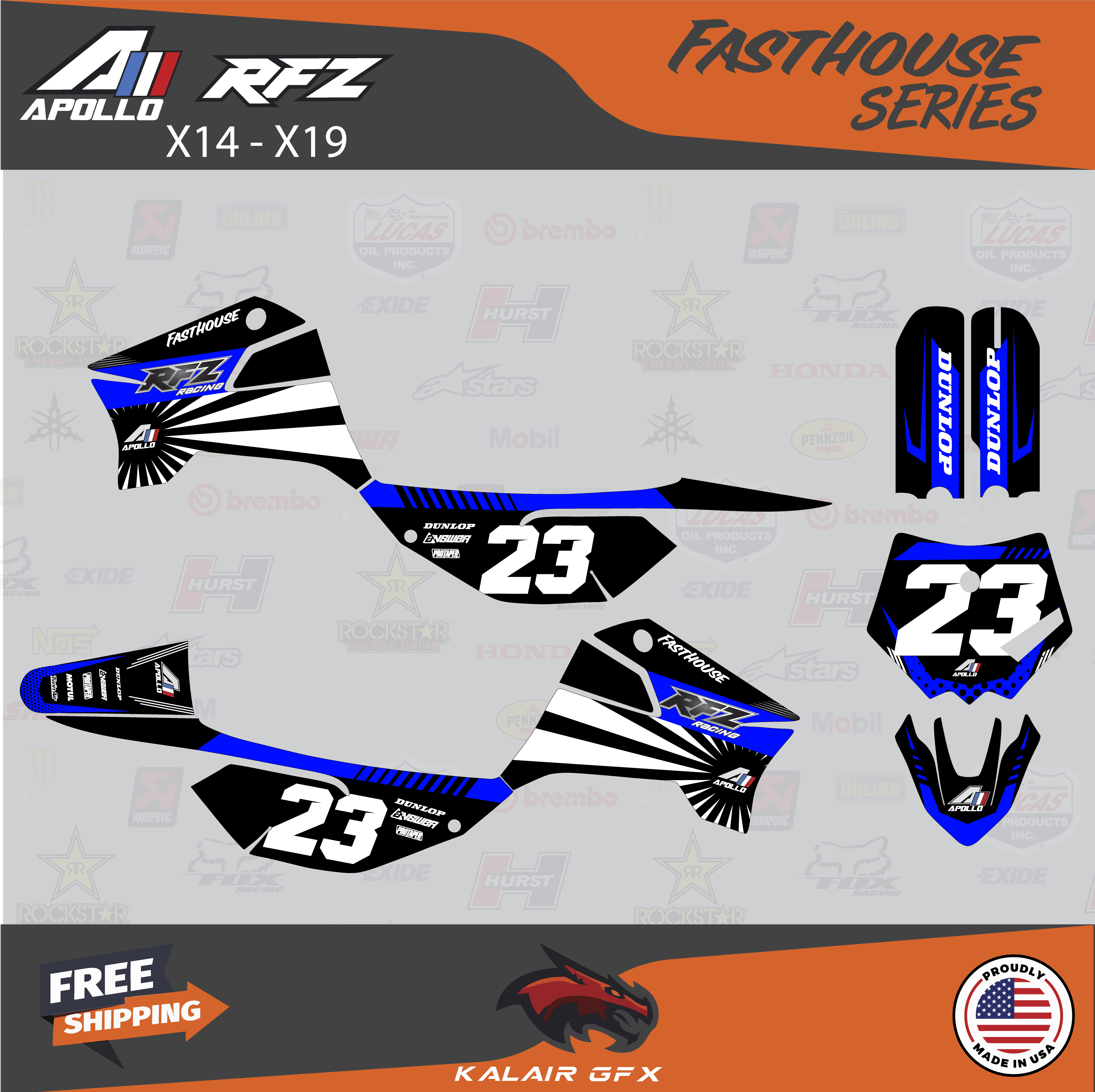Kalair GFX Graphics Kit for Apollo RFZ X4-X6 X14-X19 (All Years) Fh ...