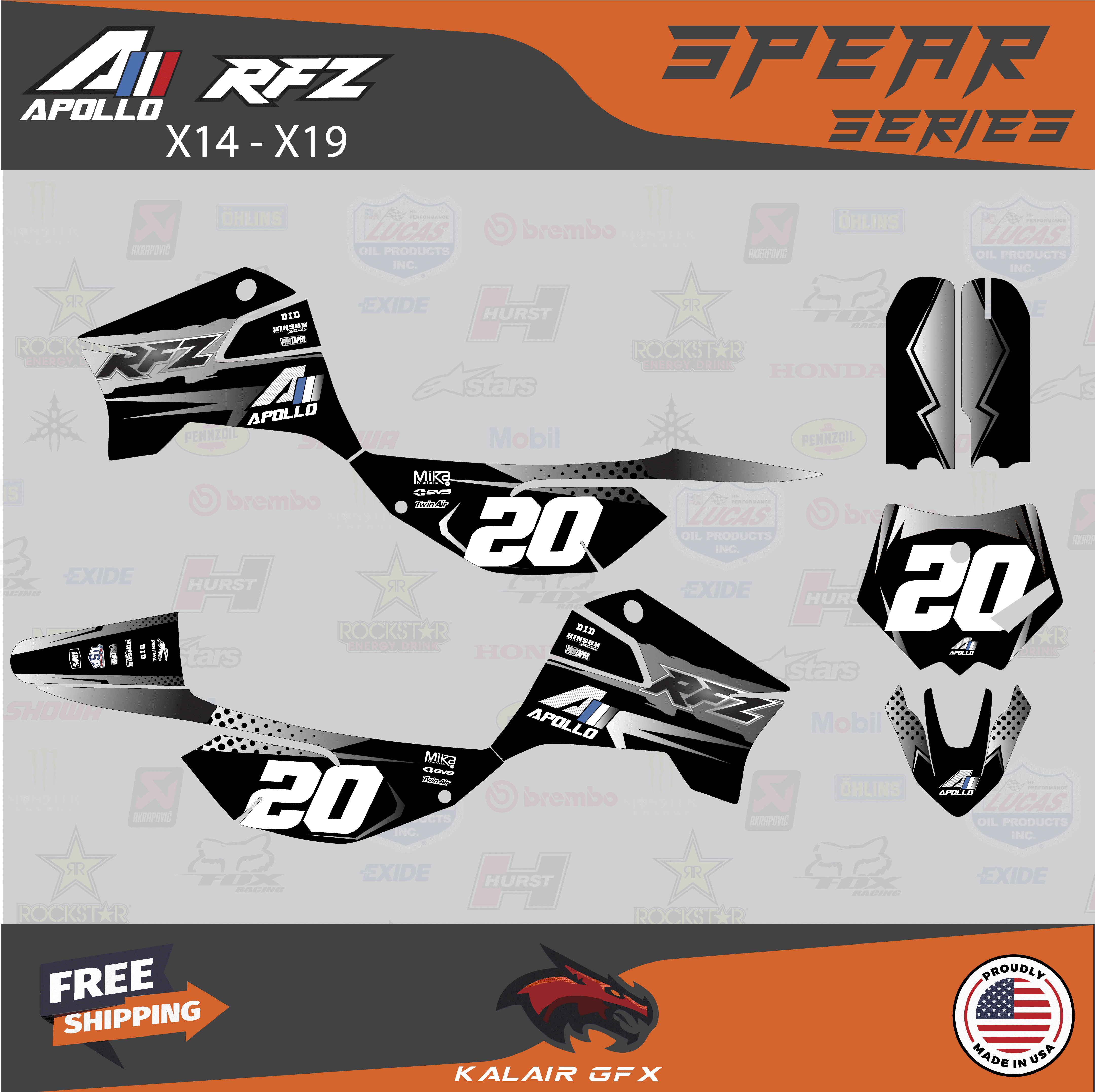 Kalair GFX Graphics Kit for Apollo RFZ X4-X6 X14-X19 (All Years) Spear ...