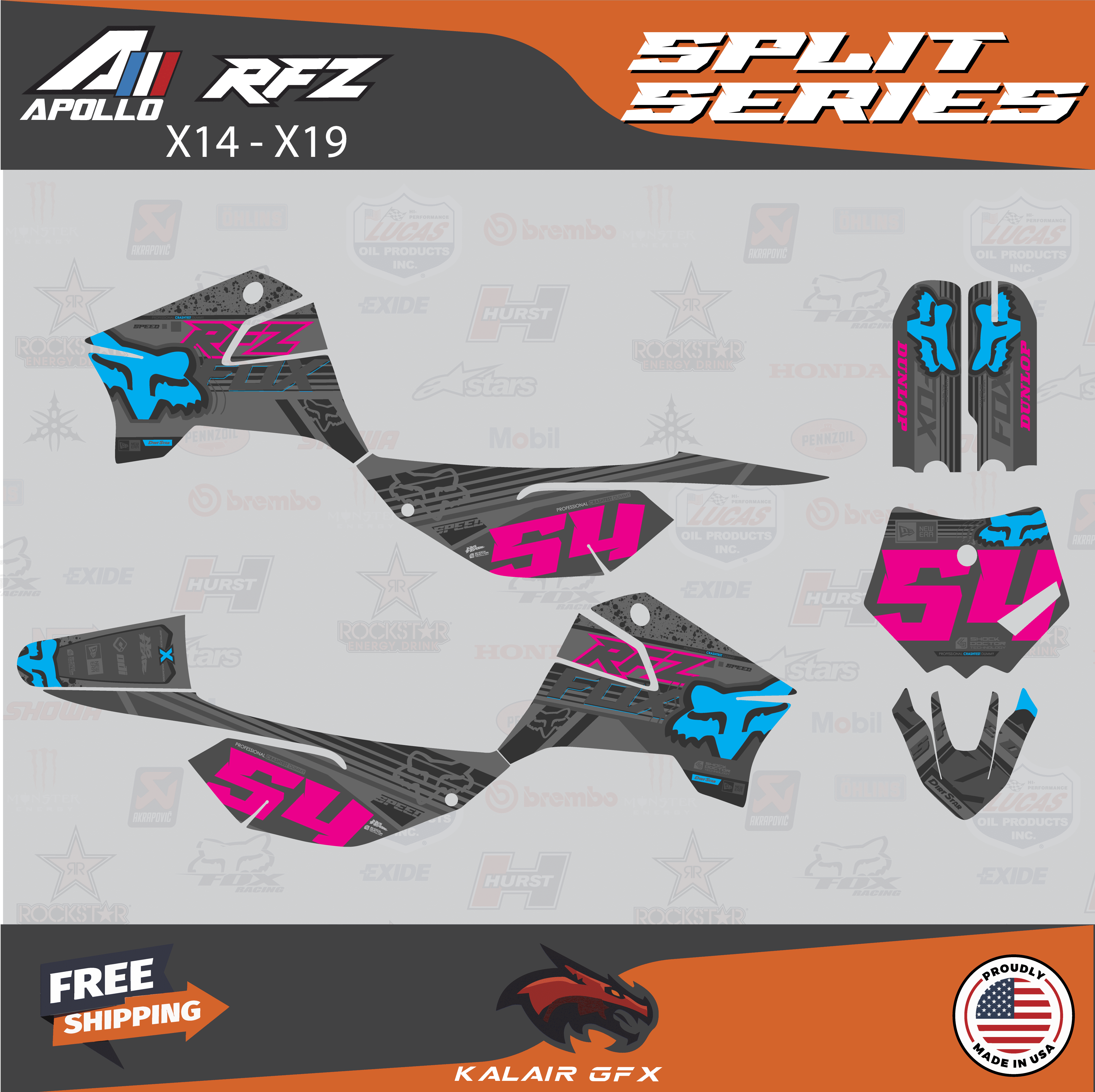 Kalair GFX Graphics Kit for Apollo RFZ X4-X6 X14-X19 (All Years) Split ...