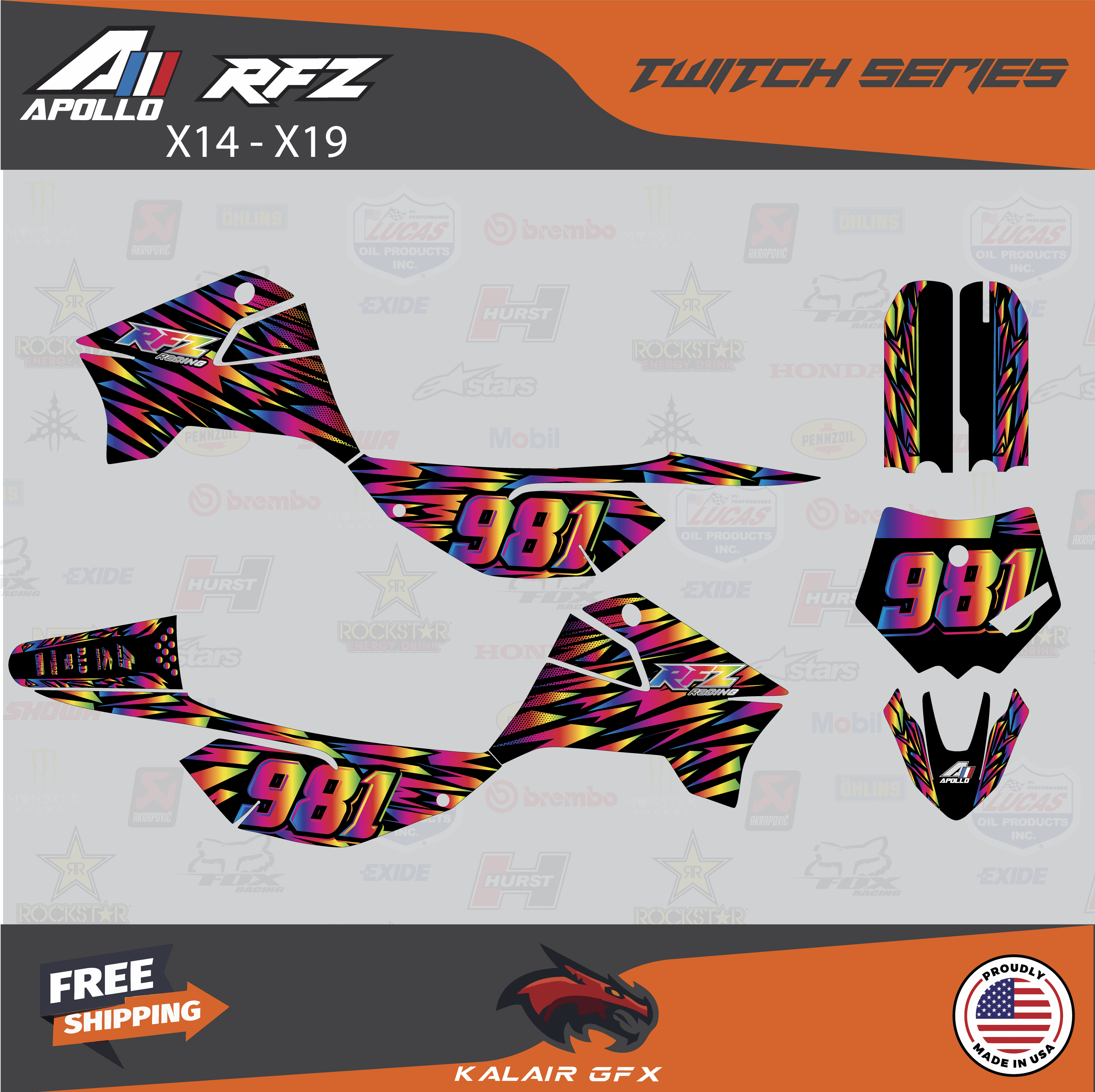 Kalair GFX Graphics Kit for Apollo RFZ X4-X6 X14-X19 (All Years) Twitch ...