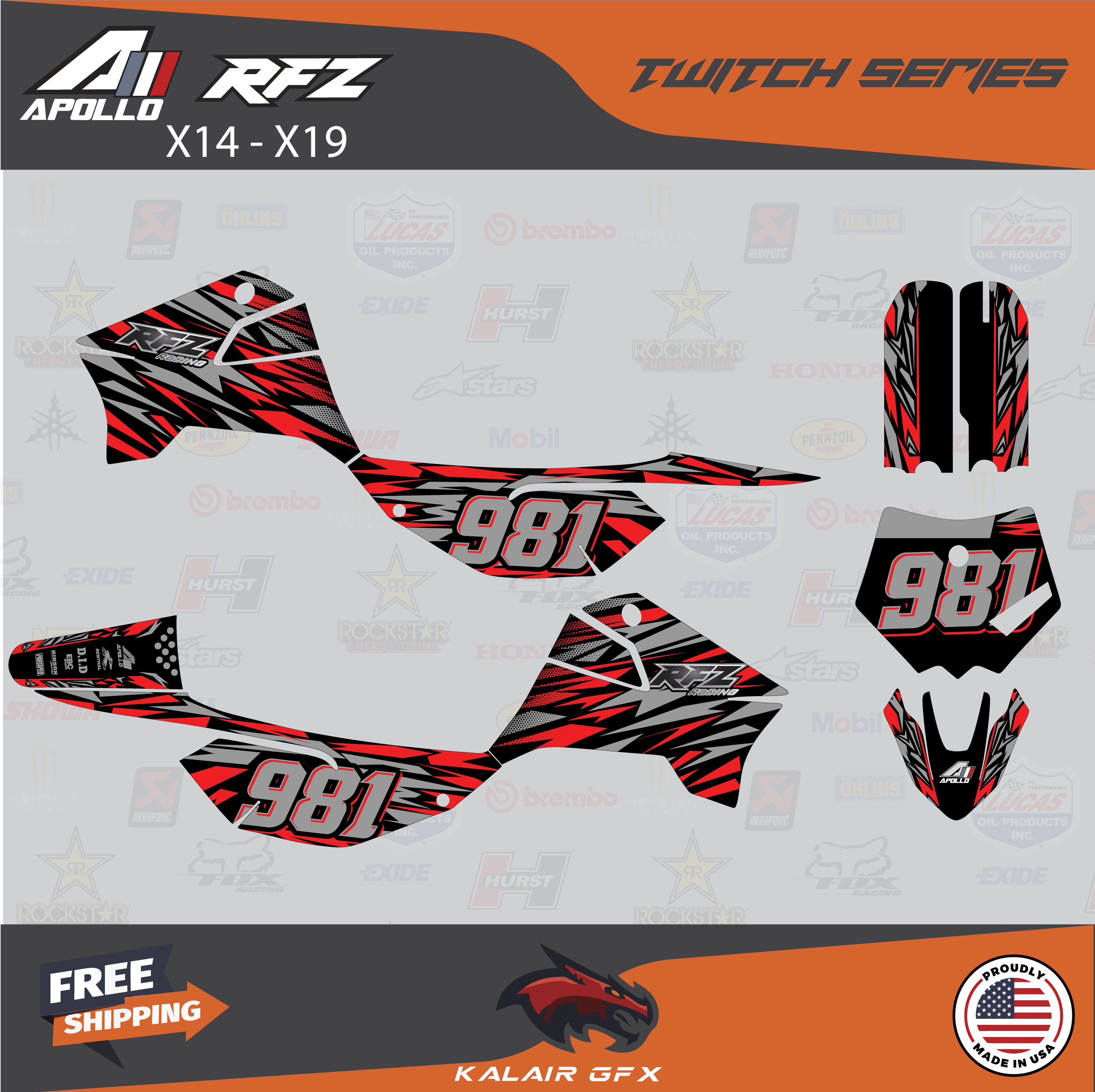 Kalair GFX Graphics Kit for Apollo RFZ X4-X6 X14-X19 (All Years) Twitch ...