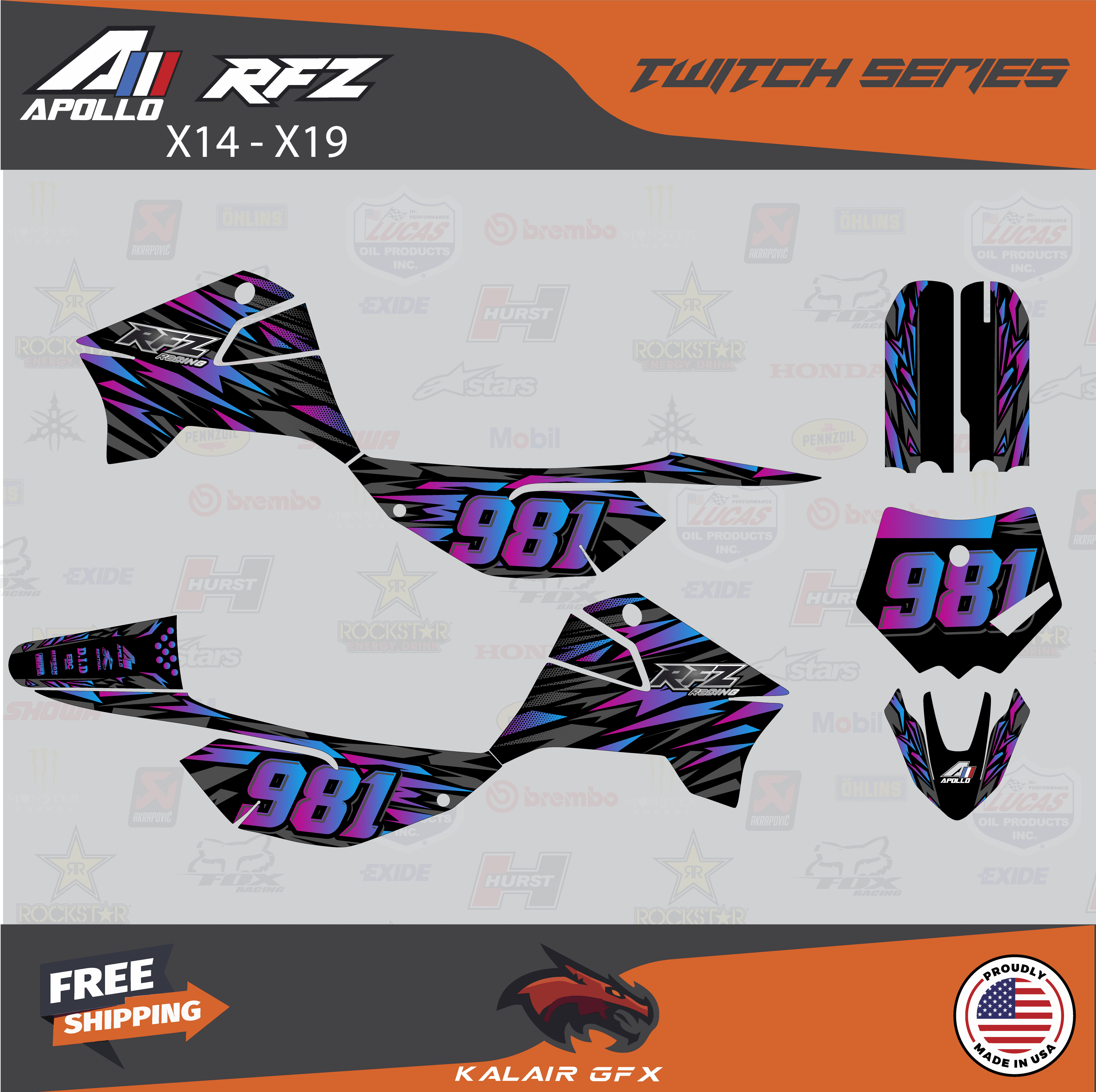 Kalair GFX Graphics Kit for Apollo RFZ X4-X6 X14-X19 (All Years) Twitch ...