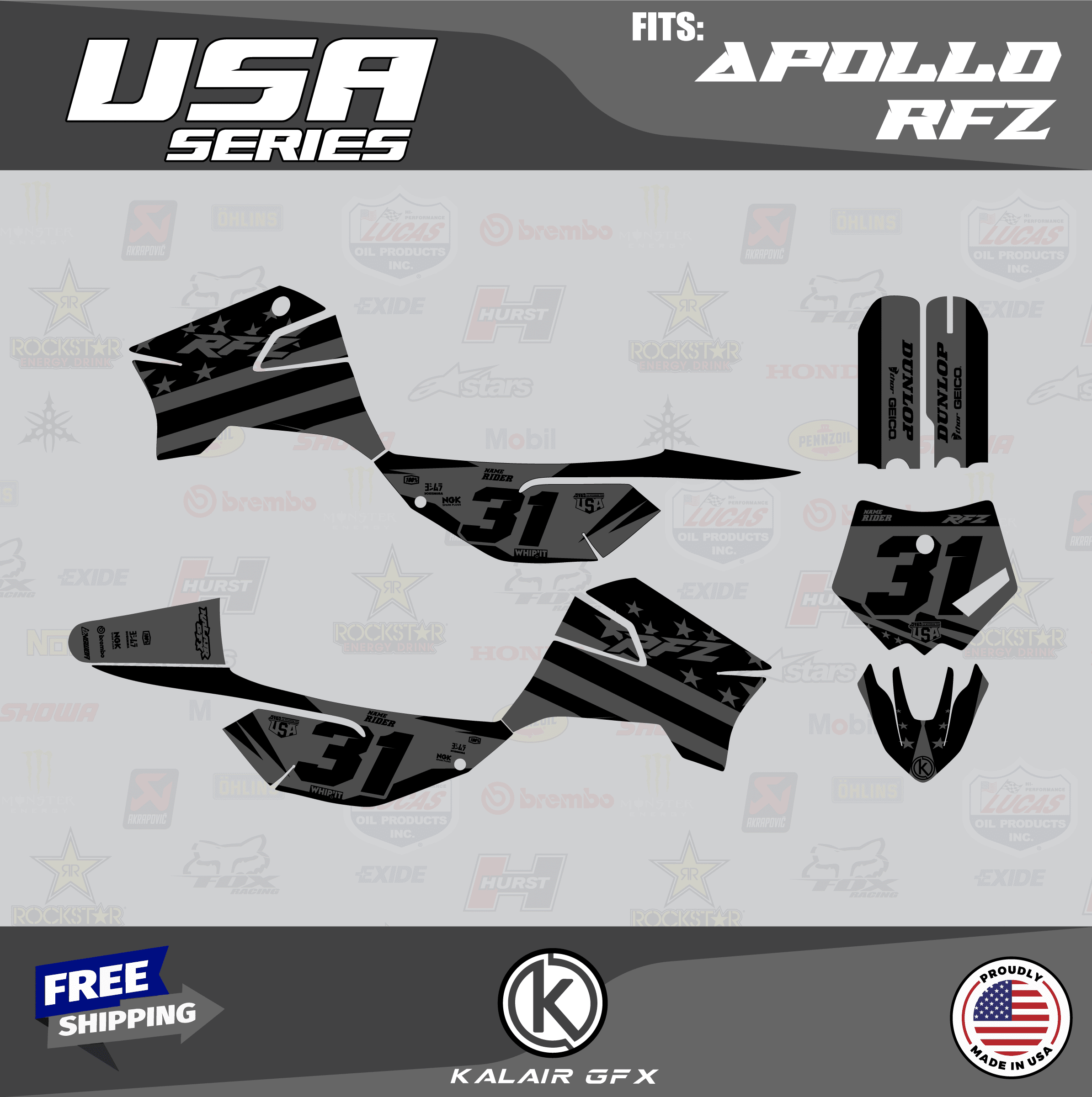 Kalair GFX Graphics Kit for Apollo RFZ X4-X6 X14-X19 (All Years) Usa ...