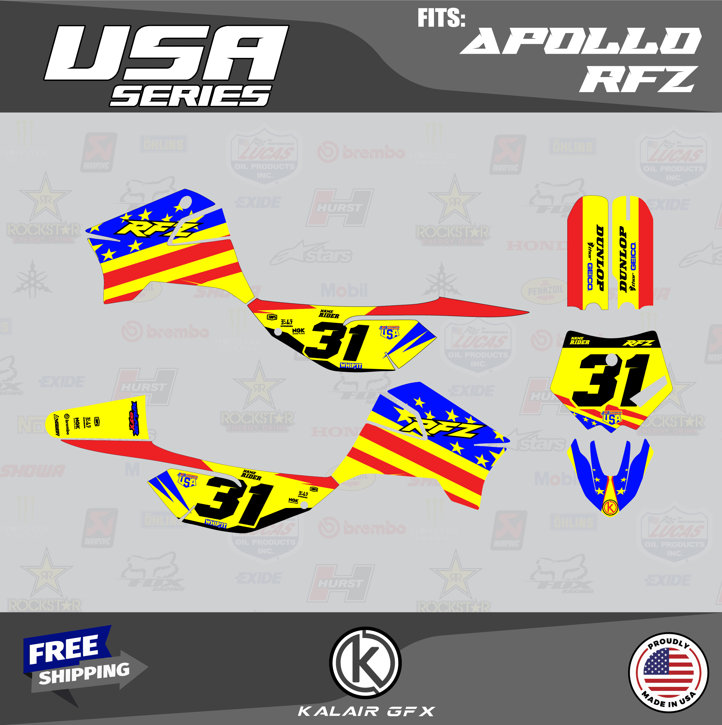 Kalair GFX Graphics Kit for Apollo RFZ X4-X6 X14-X19 (All Years) Usa ...