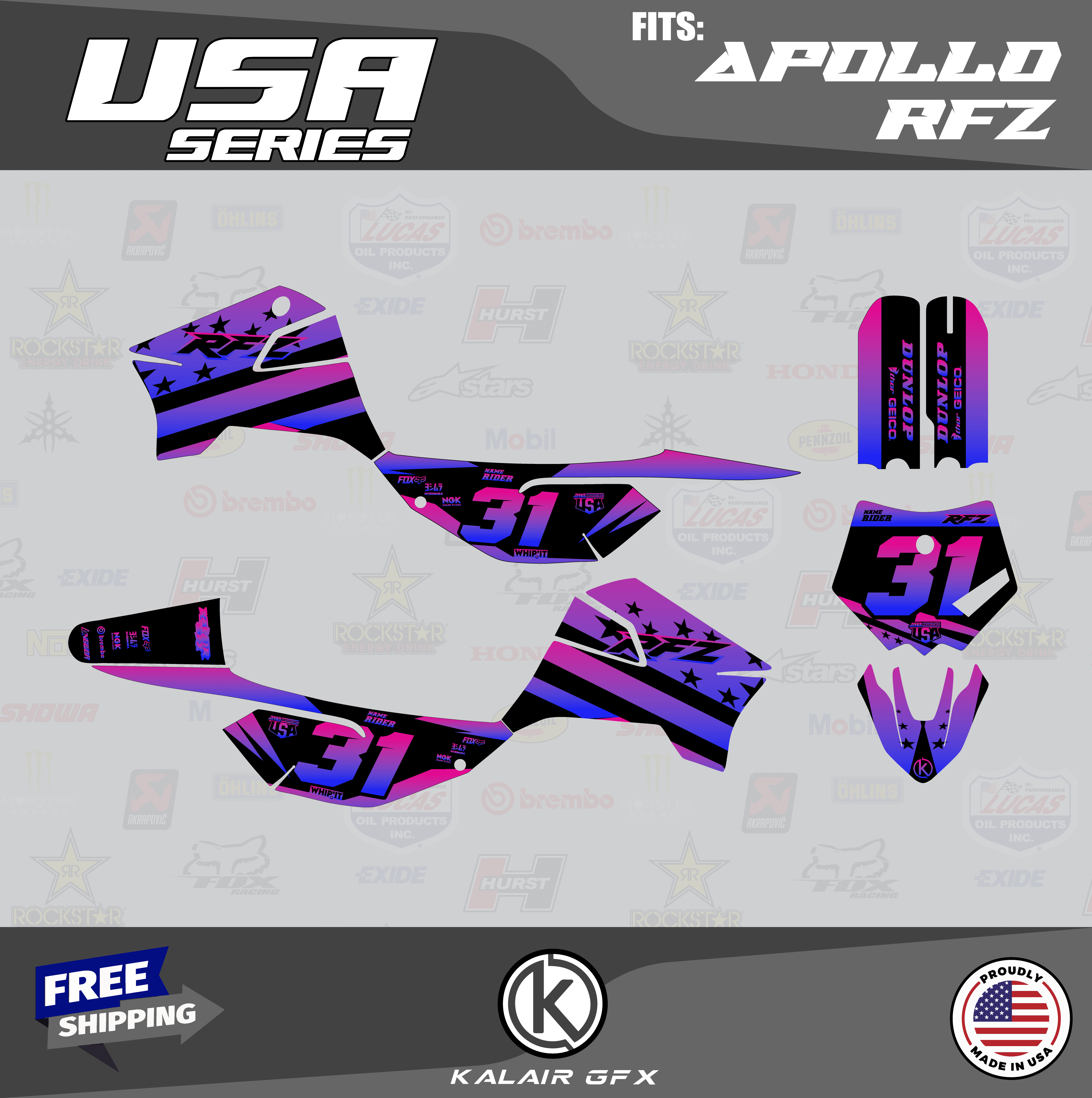 Kalair GFX Graphics Kit for Apollo RFZ X4-X6 X14-X19 (All Years) Usa ...