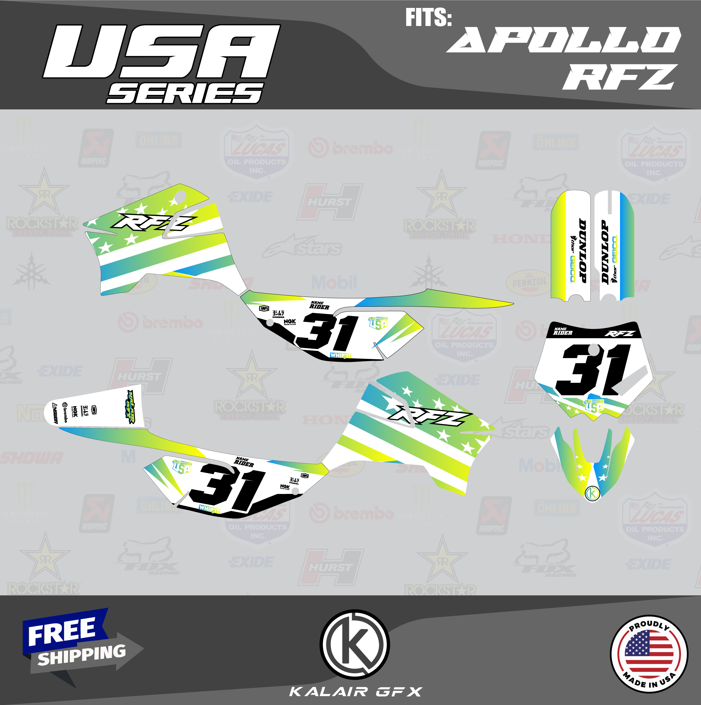 Kalair GFX Graphics Kit for Apollo RFZ X4-X6 X14-X19 (All Years) Usa ...