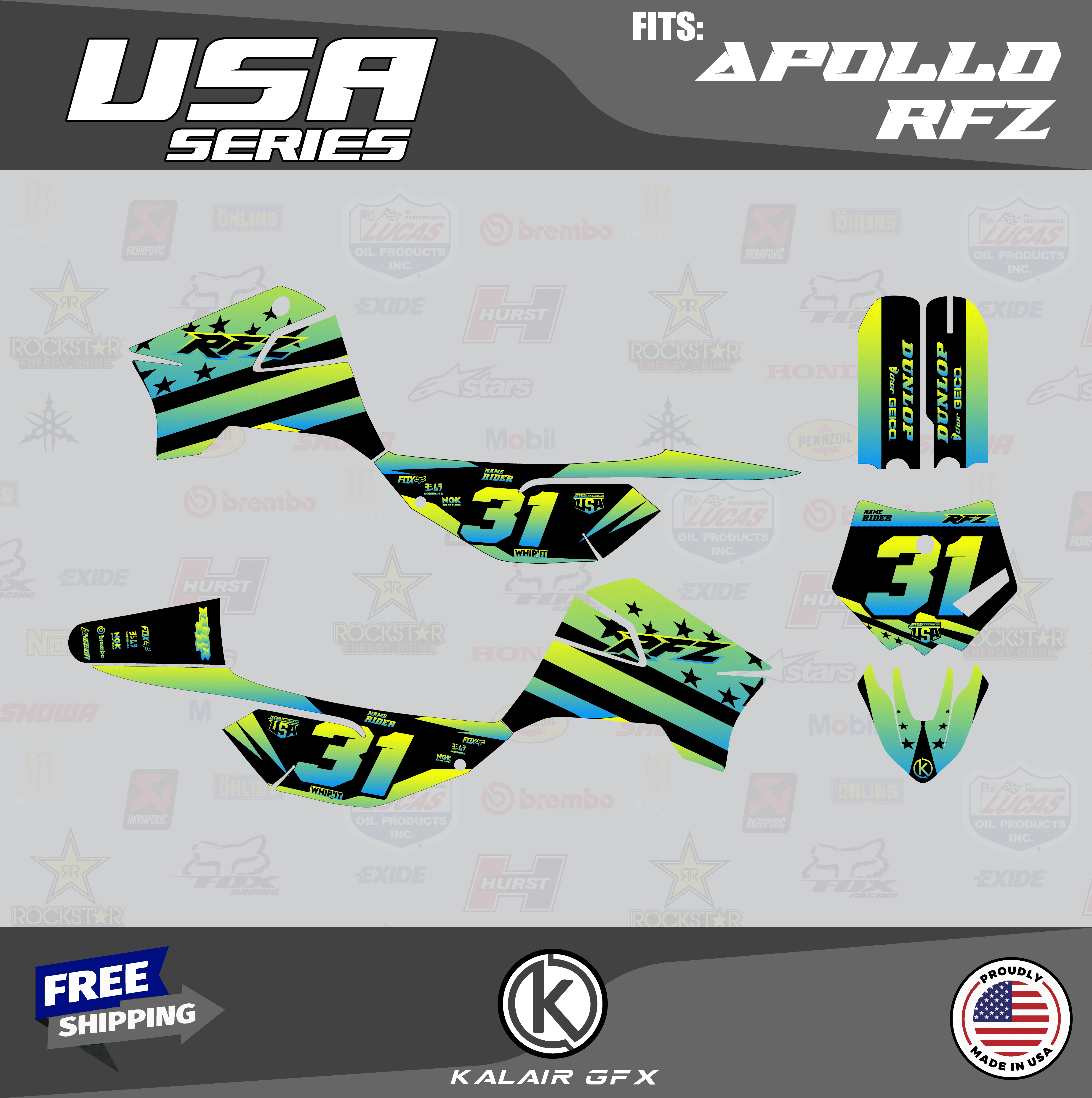 Kalair GFX Graphics Kit for Apollo RFZ X4-X6 X14-X19 (All Years) Usa ...