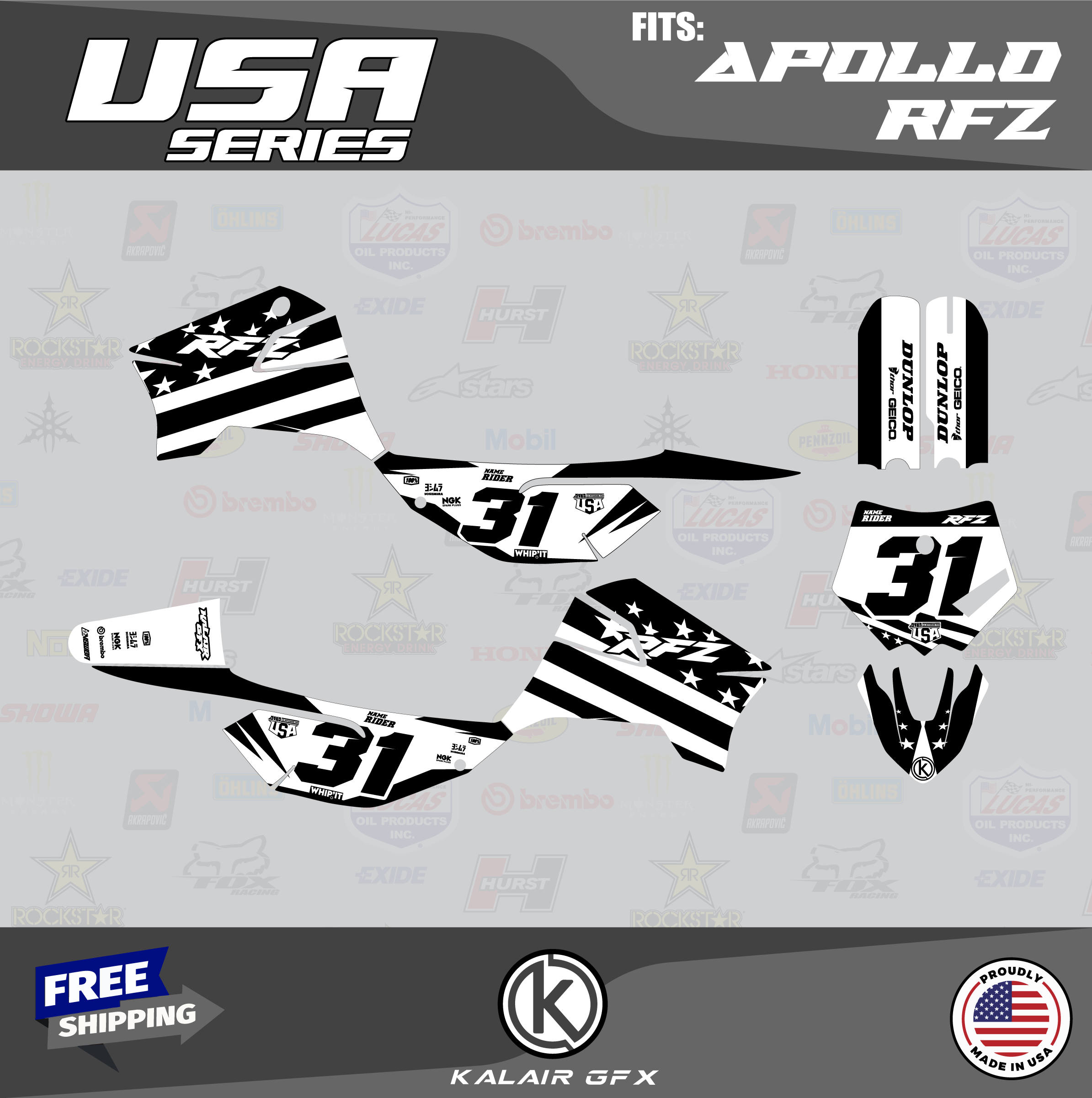 Kalair GFX Graphics Kit for Apollo RFZ X4-X6 X14-X19 (All Years) Usa ...