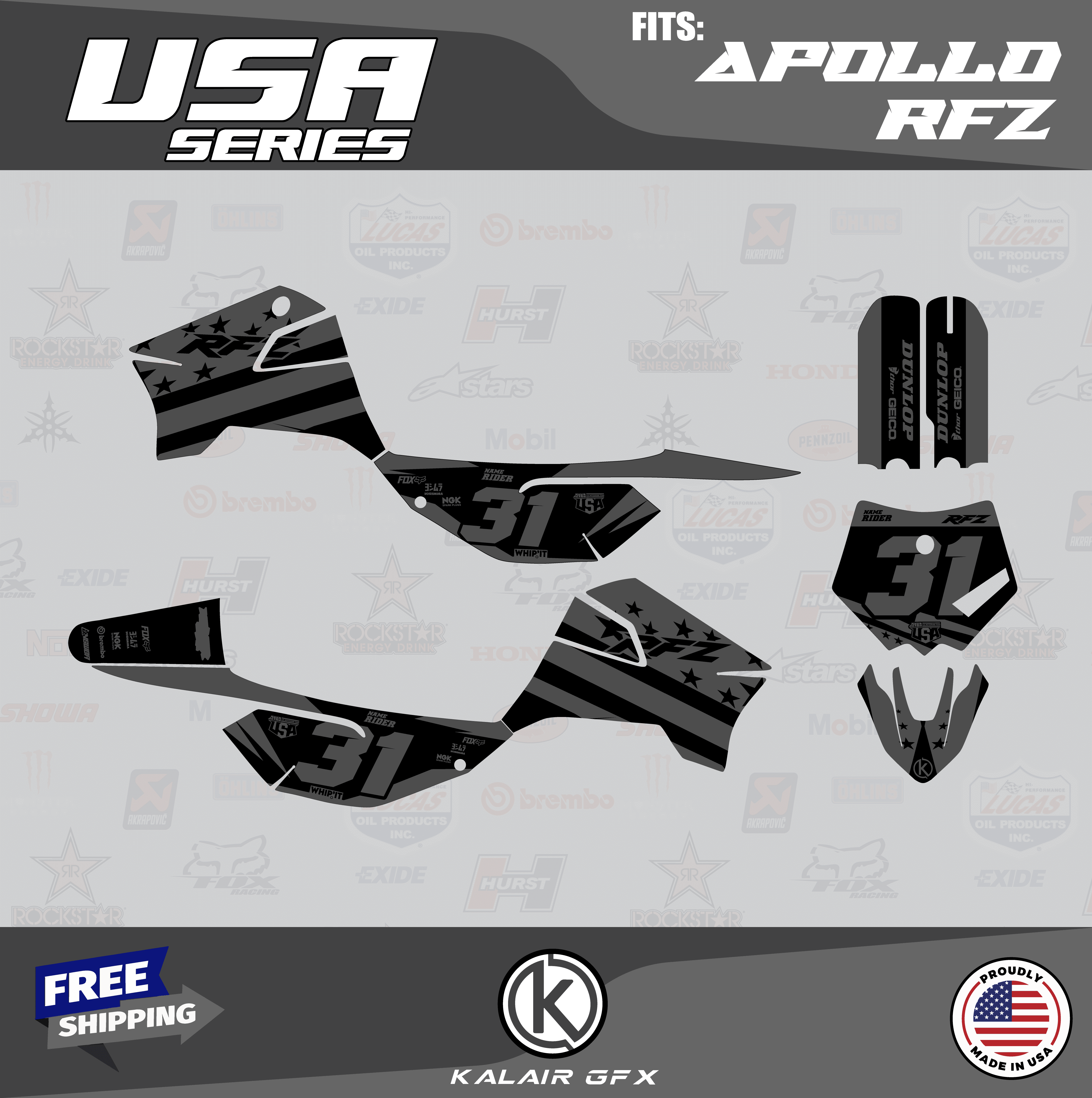 Kalair GFX Graphics Kit for Apollo RFZ X4-X6 X14-X19 (All Years) Usa ...