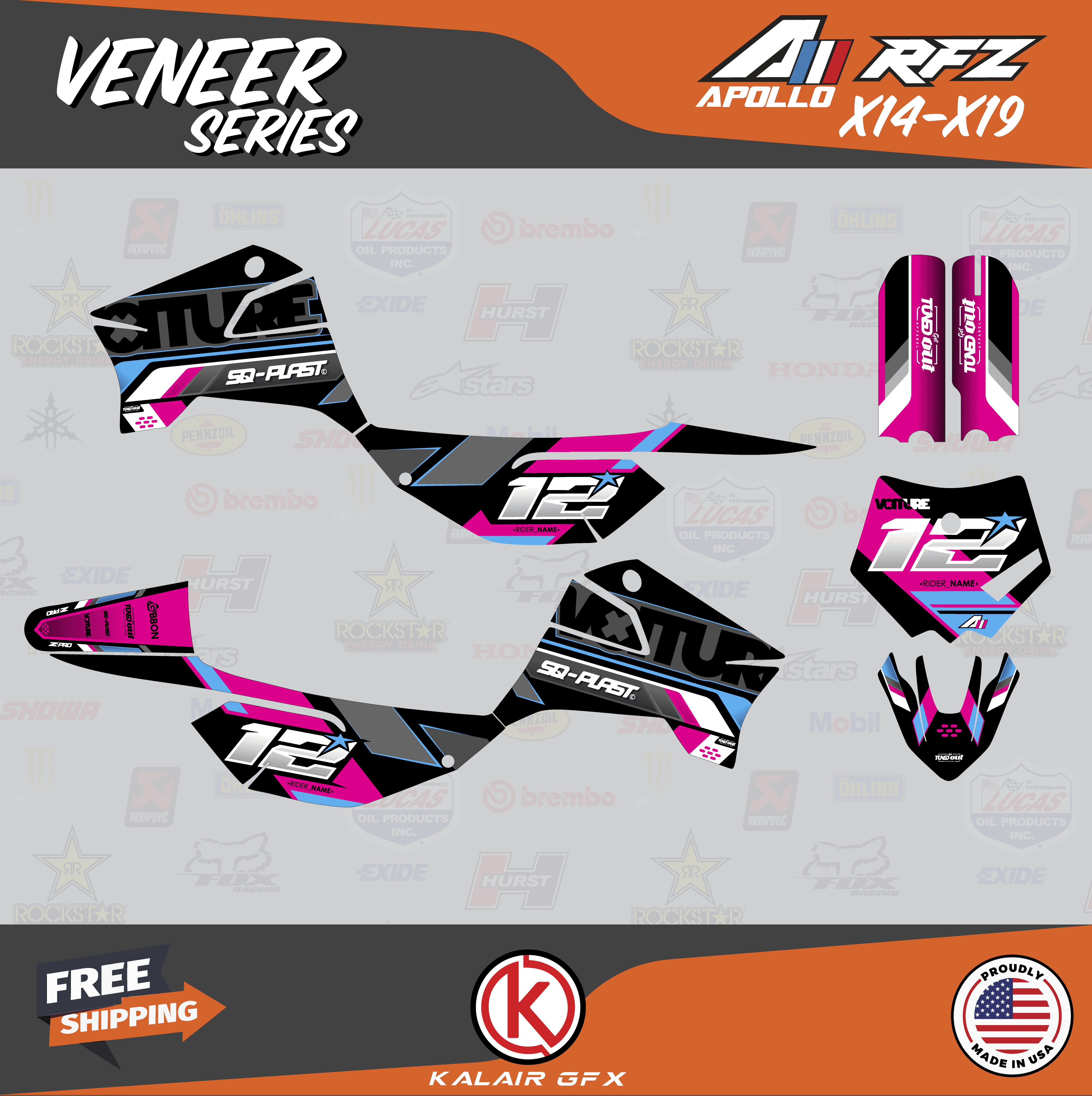 Kalair GFX Graphics Kit for Apollo RFZ X4-X6 X14-X19 (All Years) Veneer ...