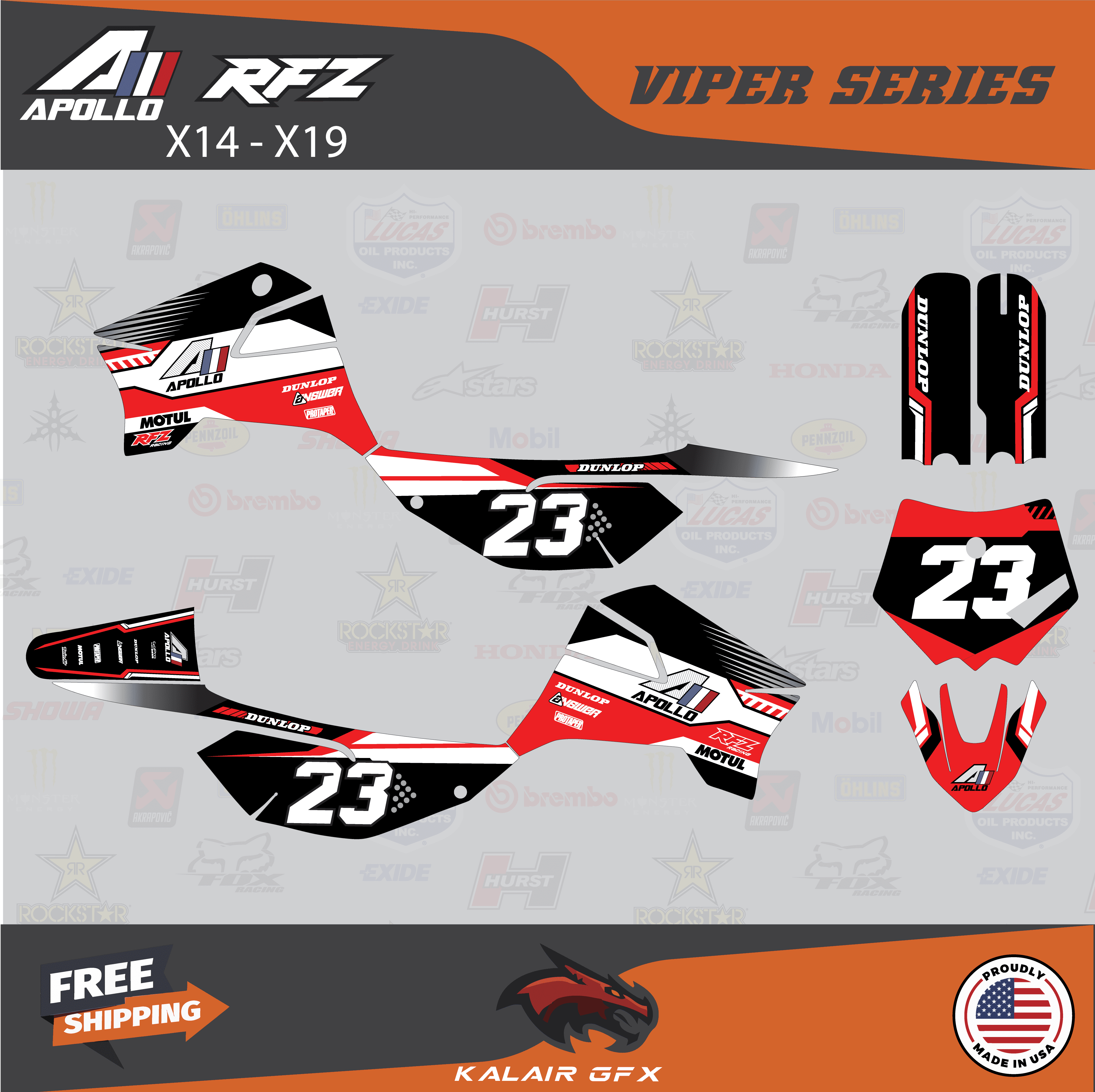 Kalair GFX Graphics Kit for Apollo RFZ X4-X6 X14-X19 (All Years) Viper ...