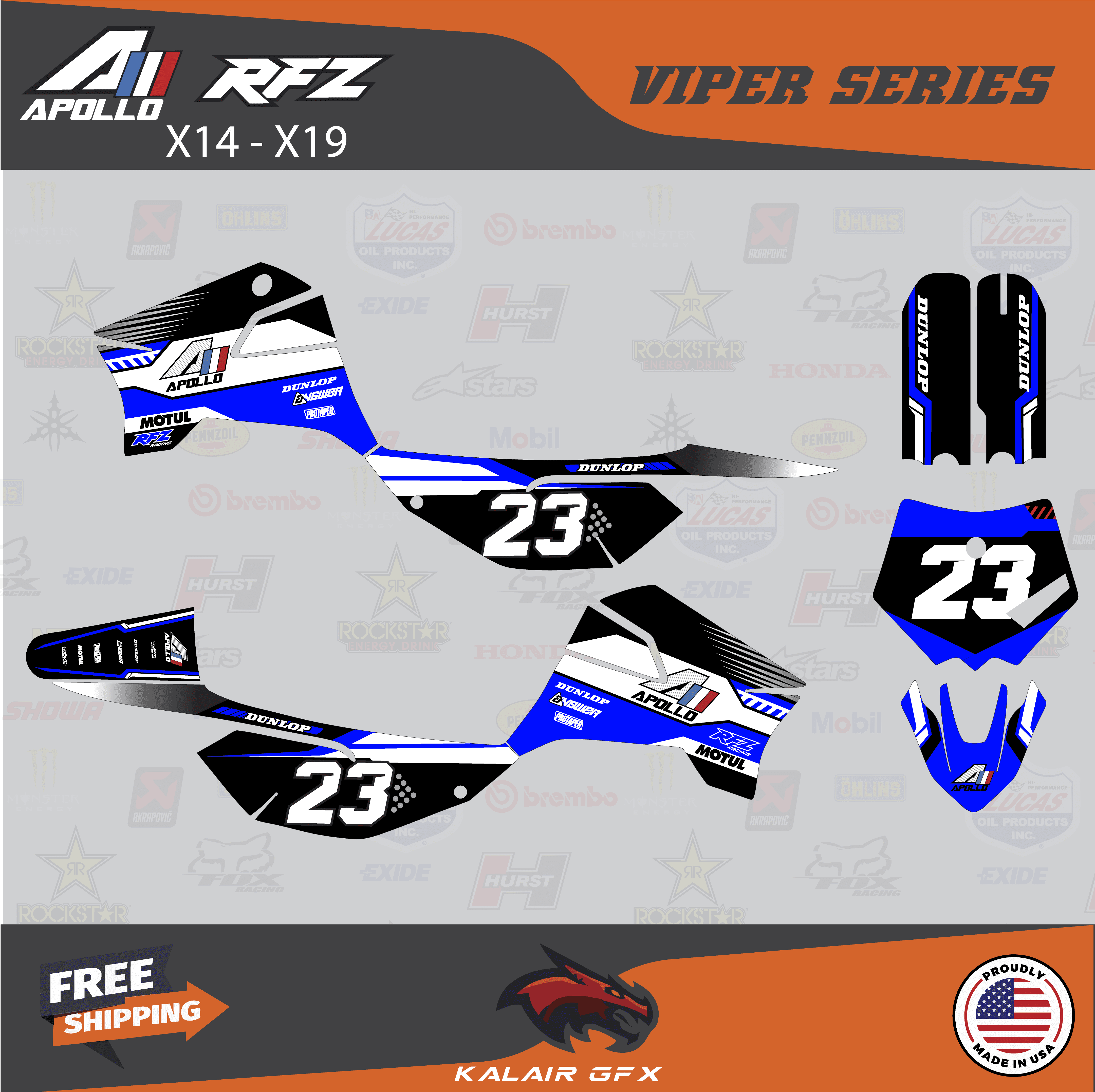 Kalair GFX Graphics Kit for Apollo RFZ X4-X6 X14-X19 (All Years) Viper ...