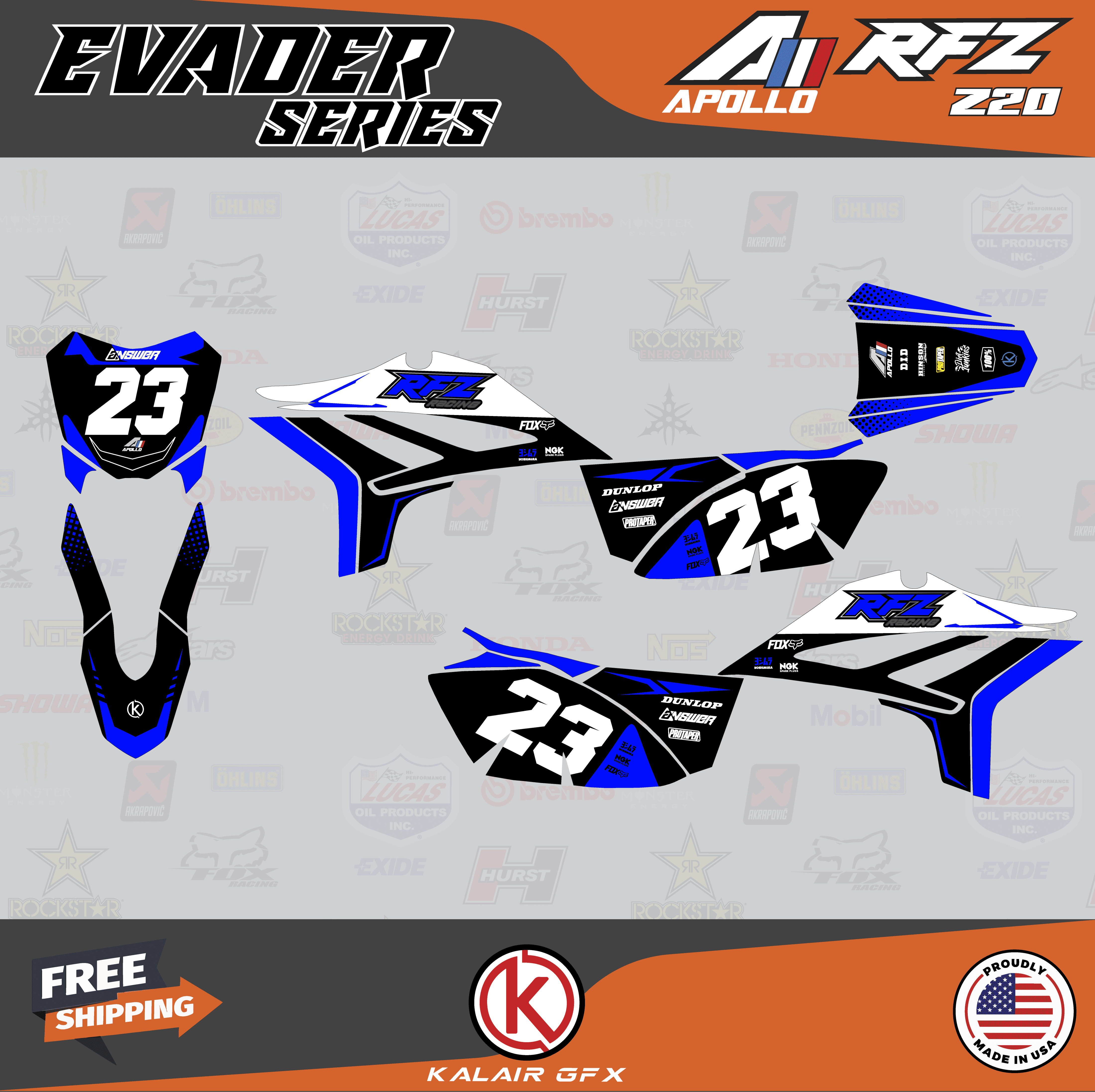 Kalair GFX Graphics Kit for Apollo RFZ Z20 Z40 (All Years) Evader ...