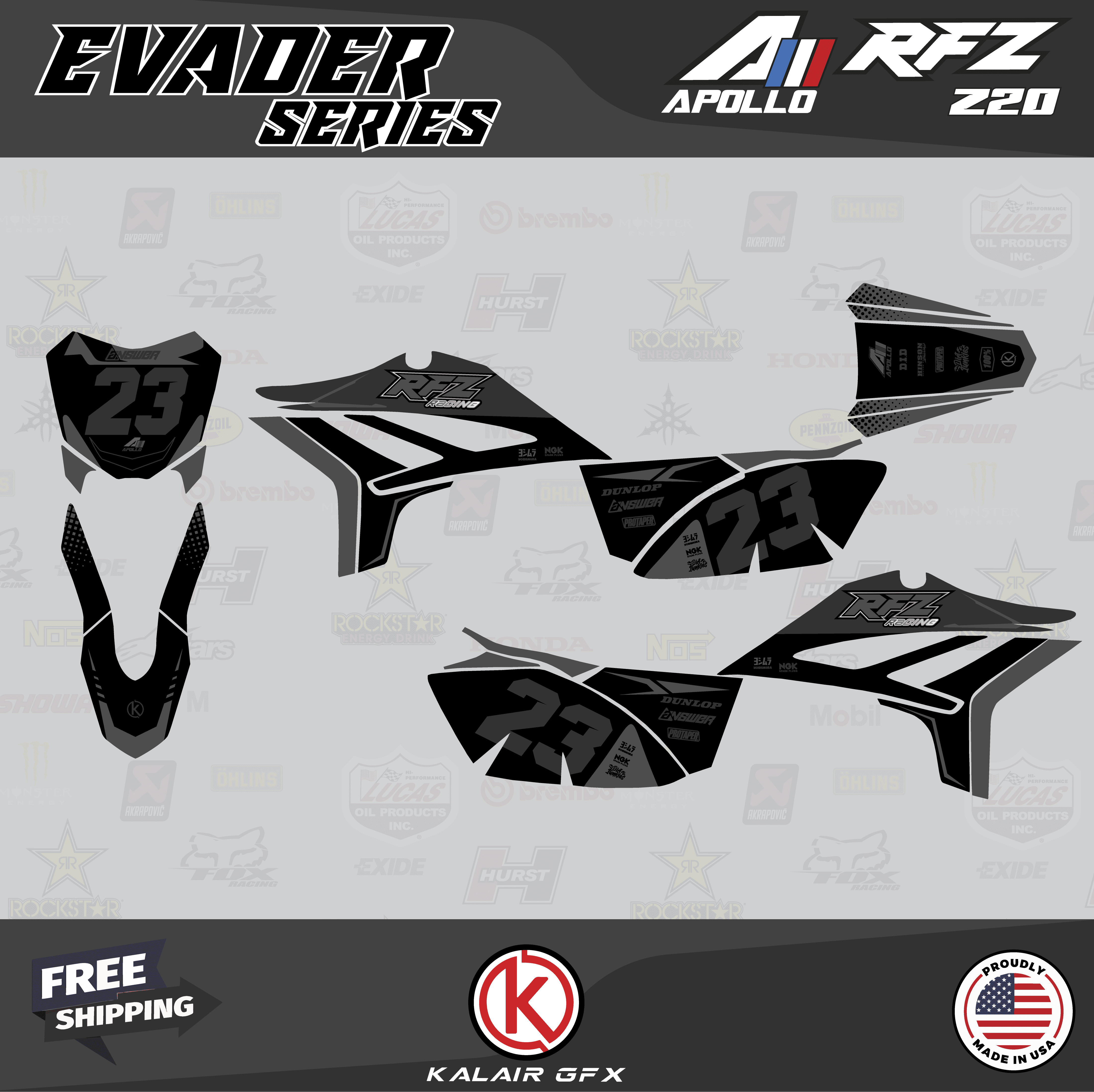 Kalair GFX Graphics Kit for Apollo RFZ Z20 Z40 (All Years) Evader ...