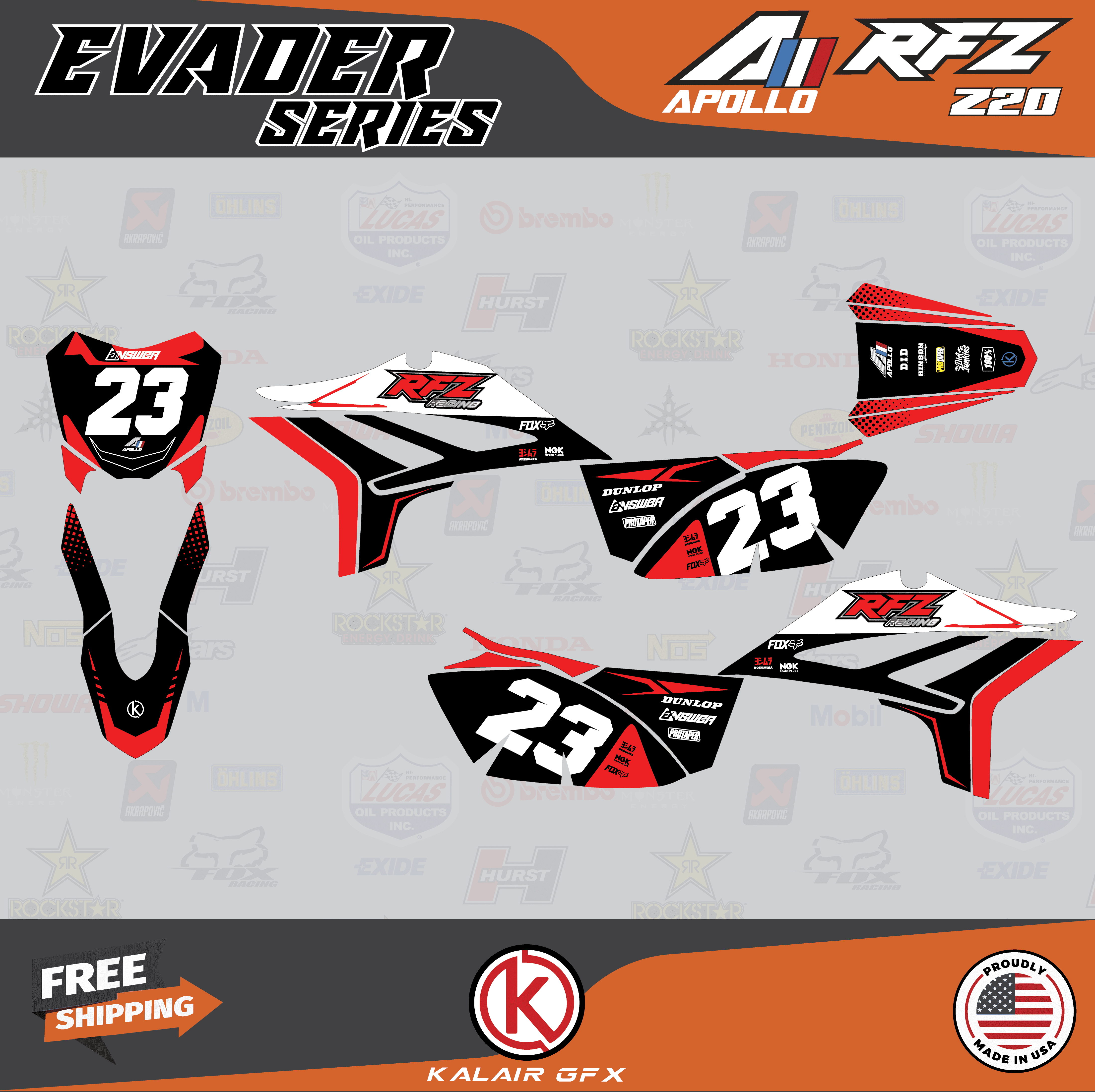 Kalair GFX Graphics Kit for Apollo RFZ Z20 Z40 (All Years) Evader ...