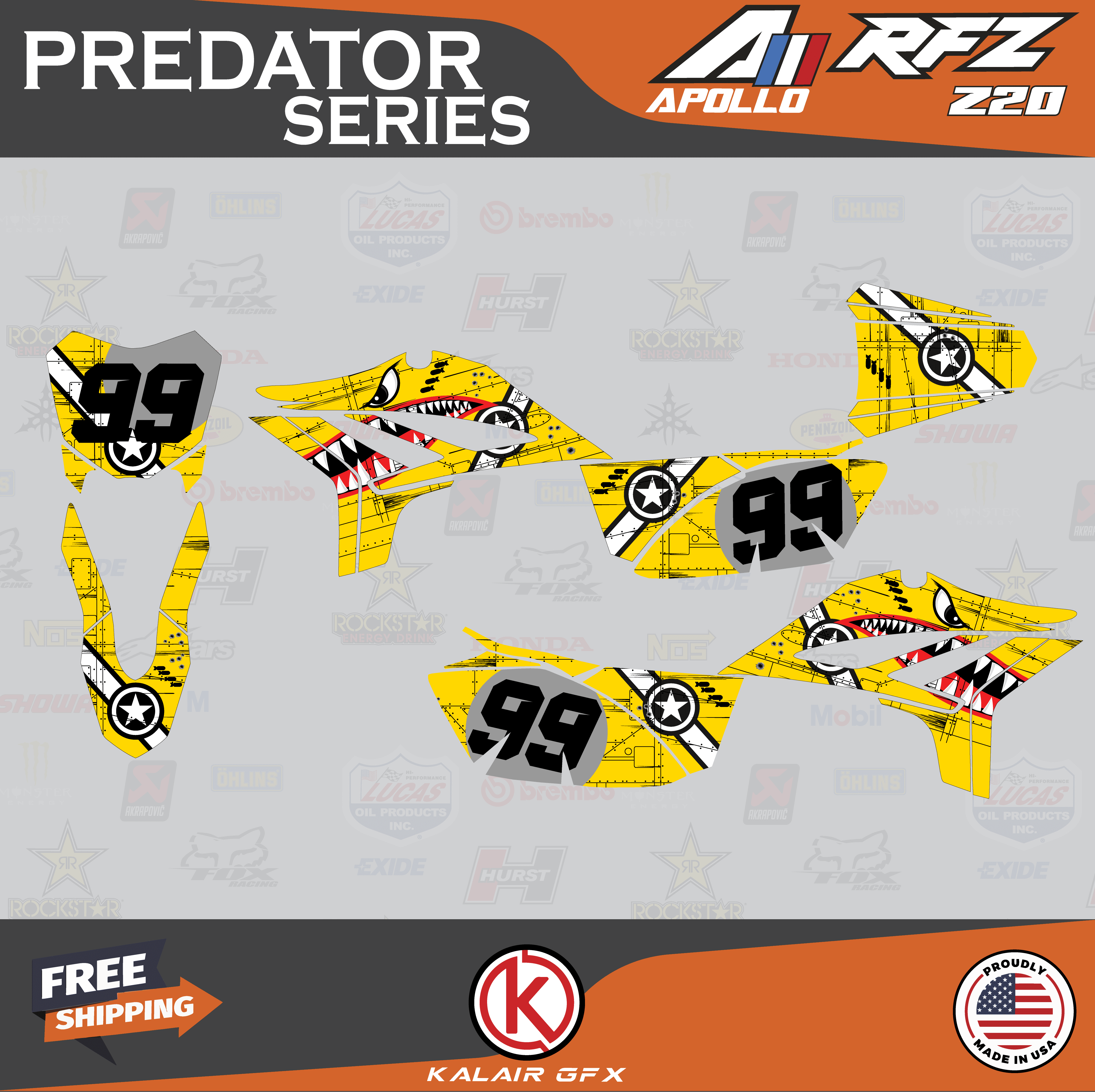 Kalair GFX Graphics Kit for Apollo RFZ Z20 Z40 (All Years) Predator ...