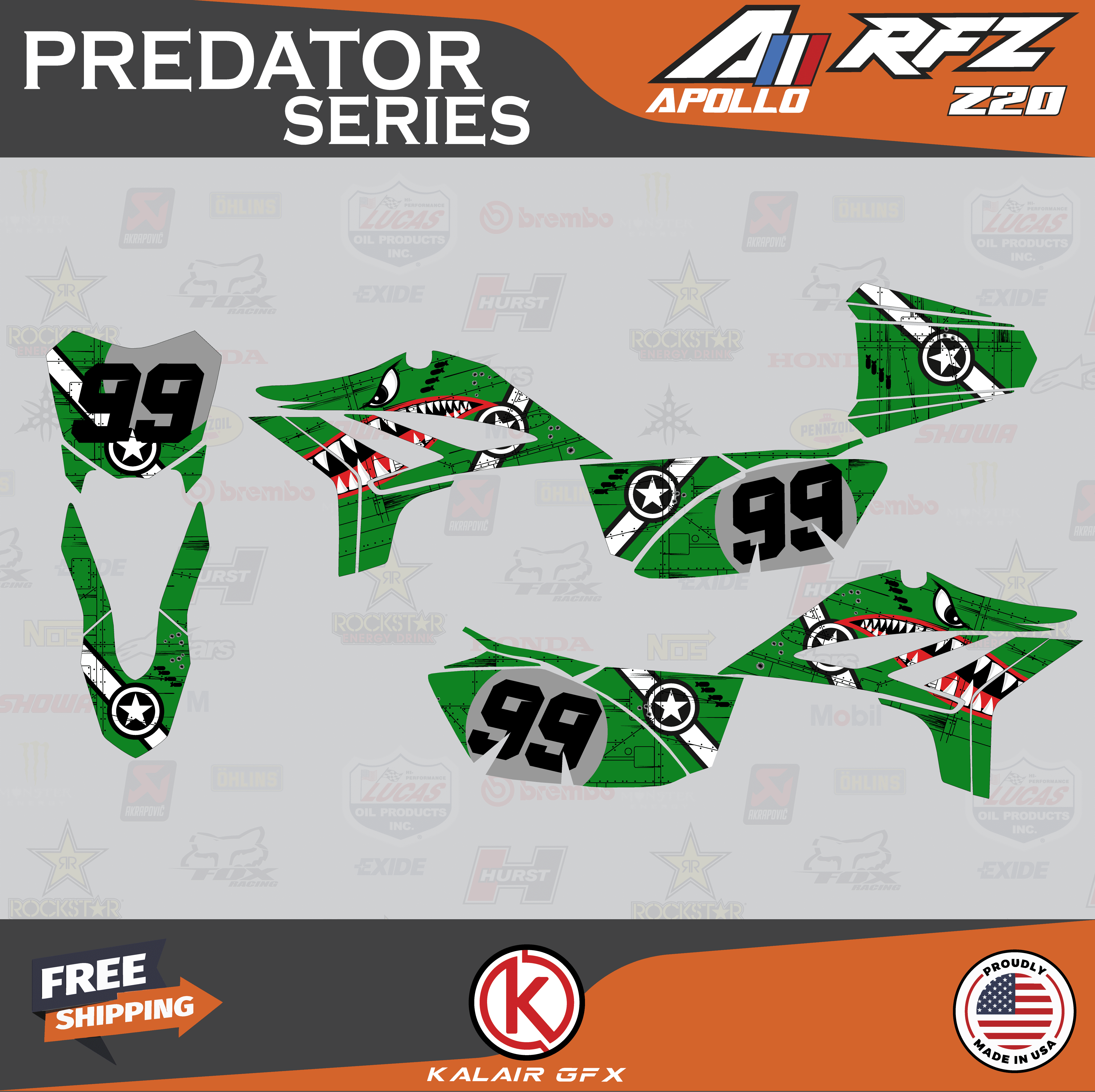 Kalair GFX Graphics Kit for Apollo RFZ Z20 Z40 (All Years) Predator ...