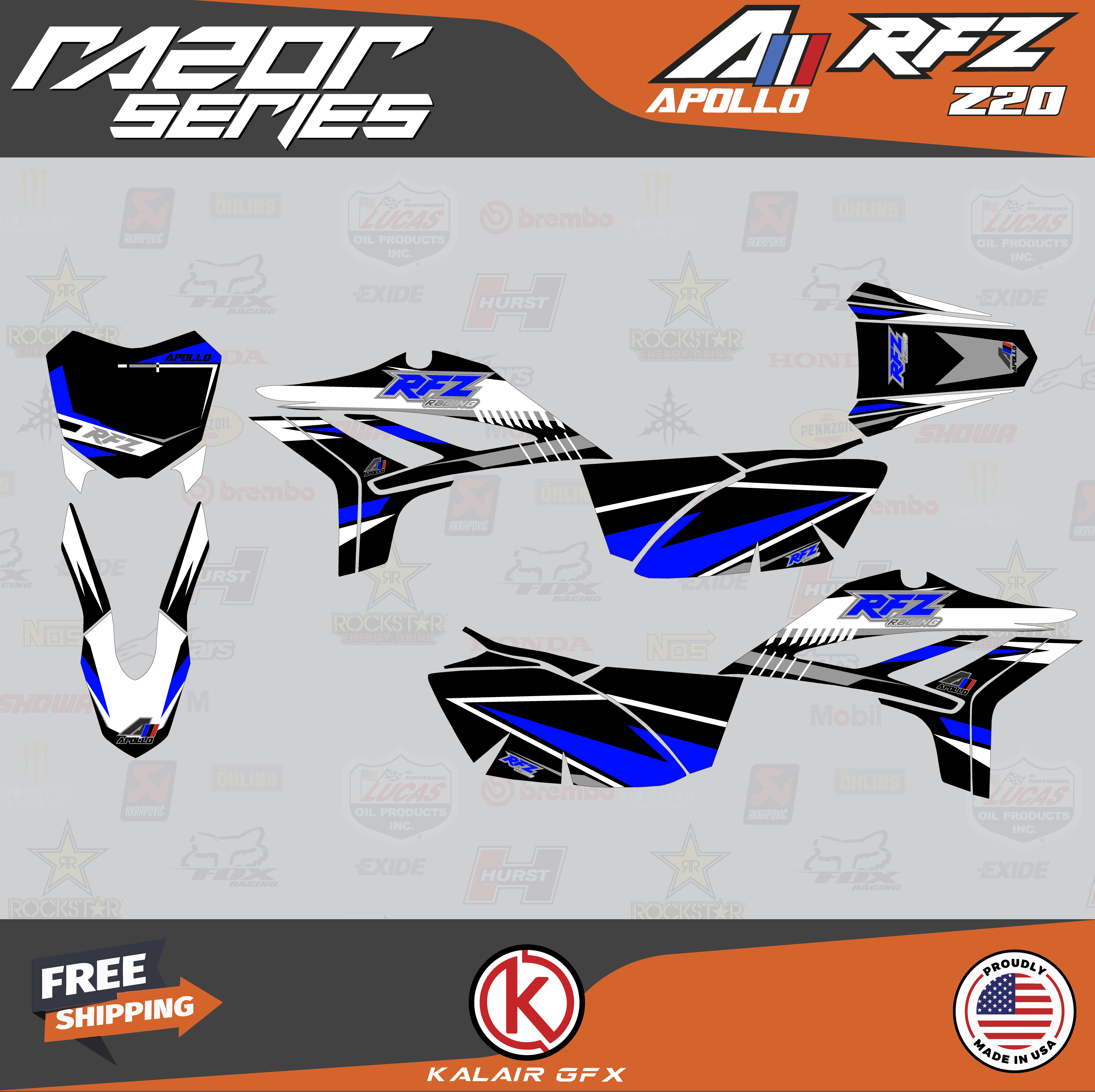 Kalair GFX Graphics Kit for Apollo RFZ Z20 Z40 (All Years) Razor Series ...