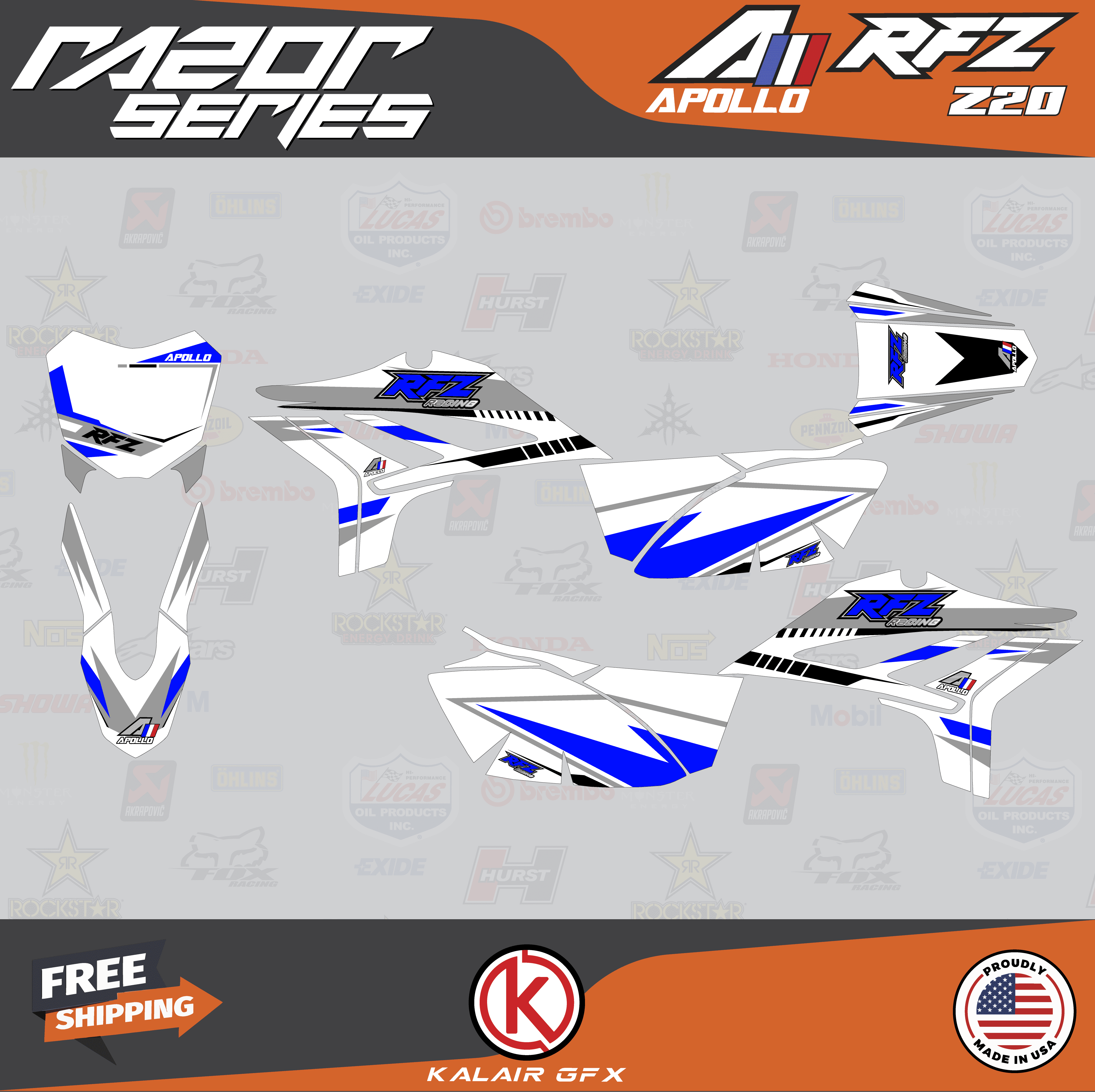 Kalair GFX Graphics Kit for Apollo RFZ Z20 Z40 (All Years) Razor Series ...