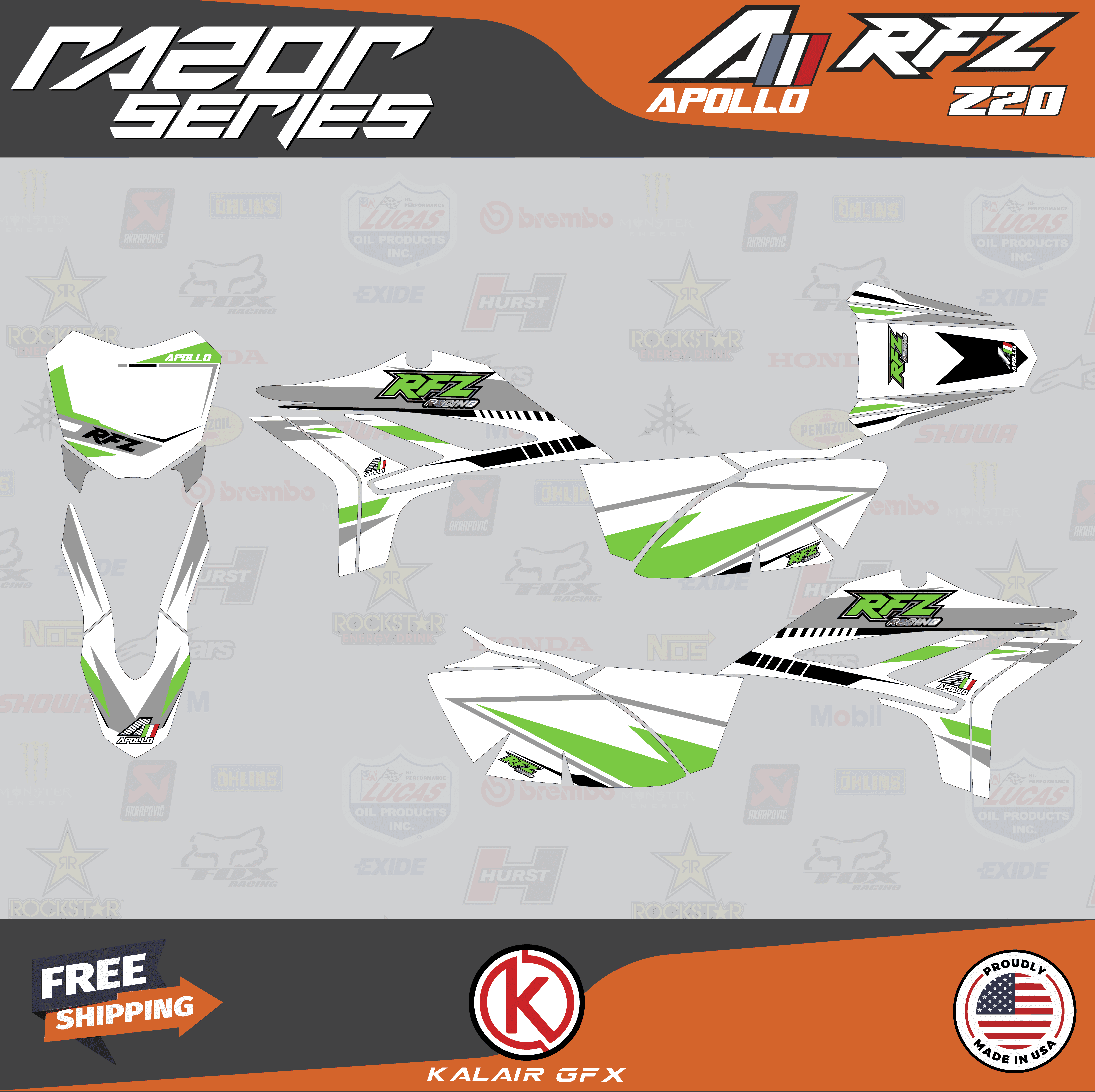 Kalair GFX Graphics Kit for Apollo RFZ Z20 Z40 (All Years) Razor Series ...