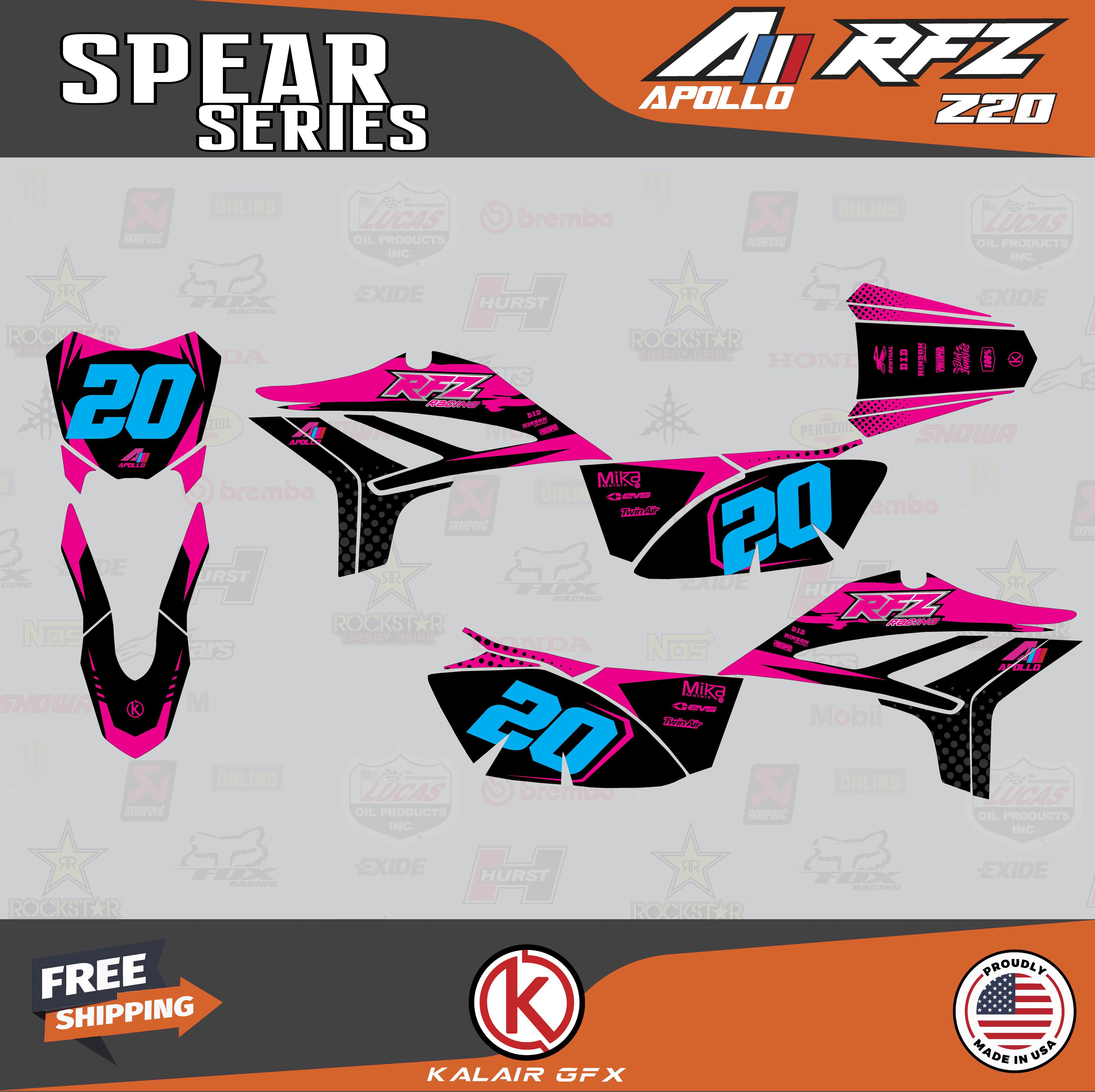 Kalair GFX Graphics Kit for Apollo RFZ Z20 Z40 (All Years) Spear Series ...