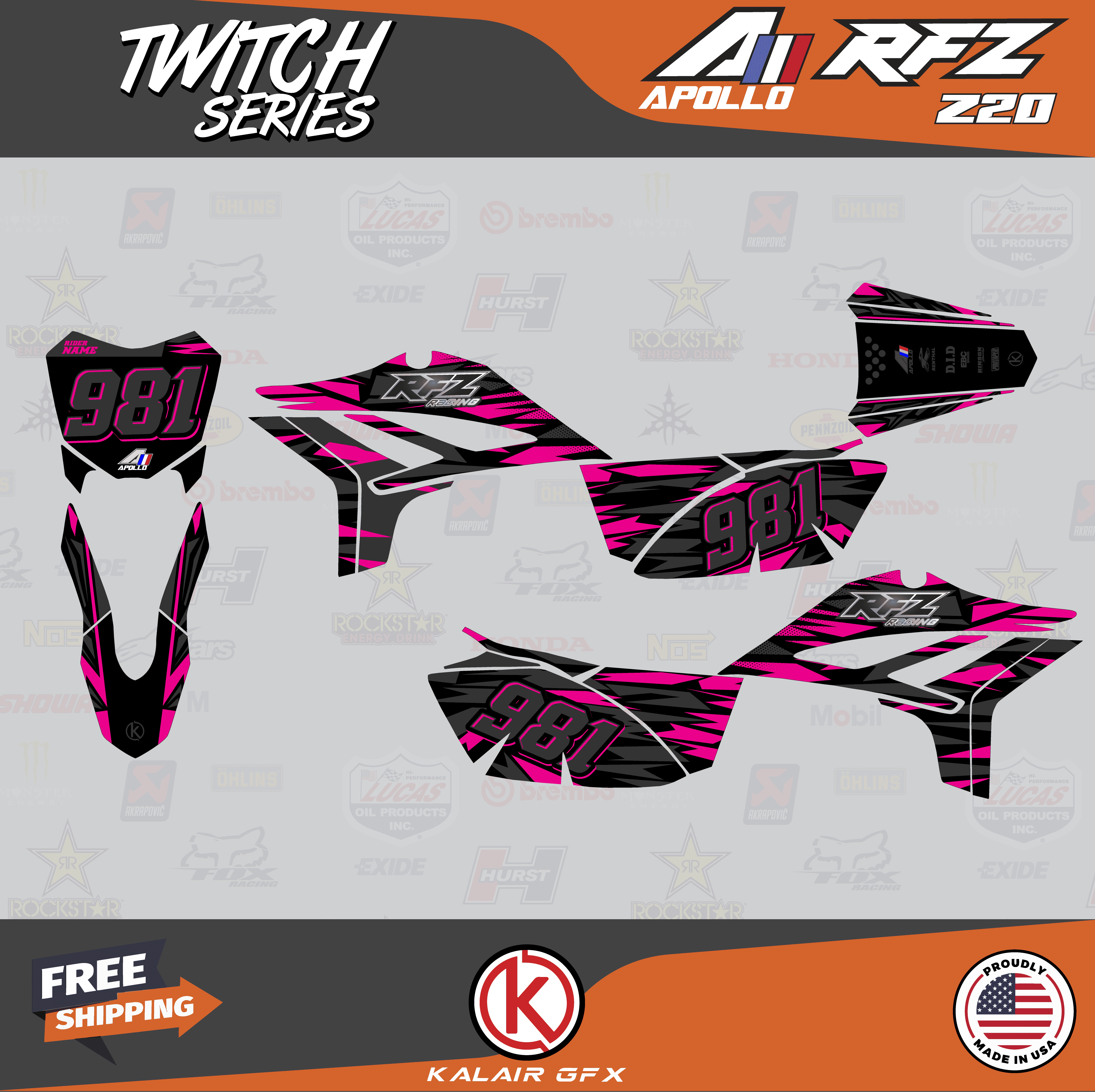 Kalair GFX Graphics Kit for Apollo RFZ Z20 Z40 (All Years) Twitch ...