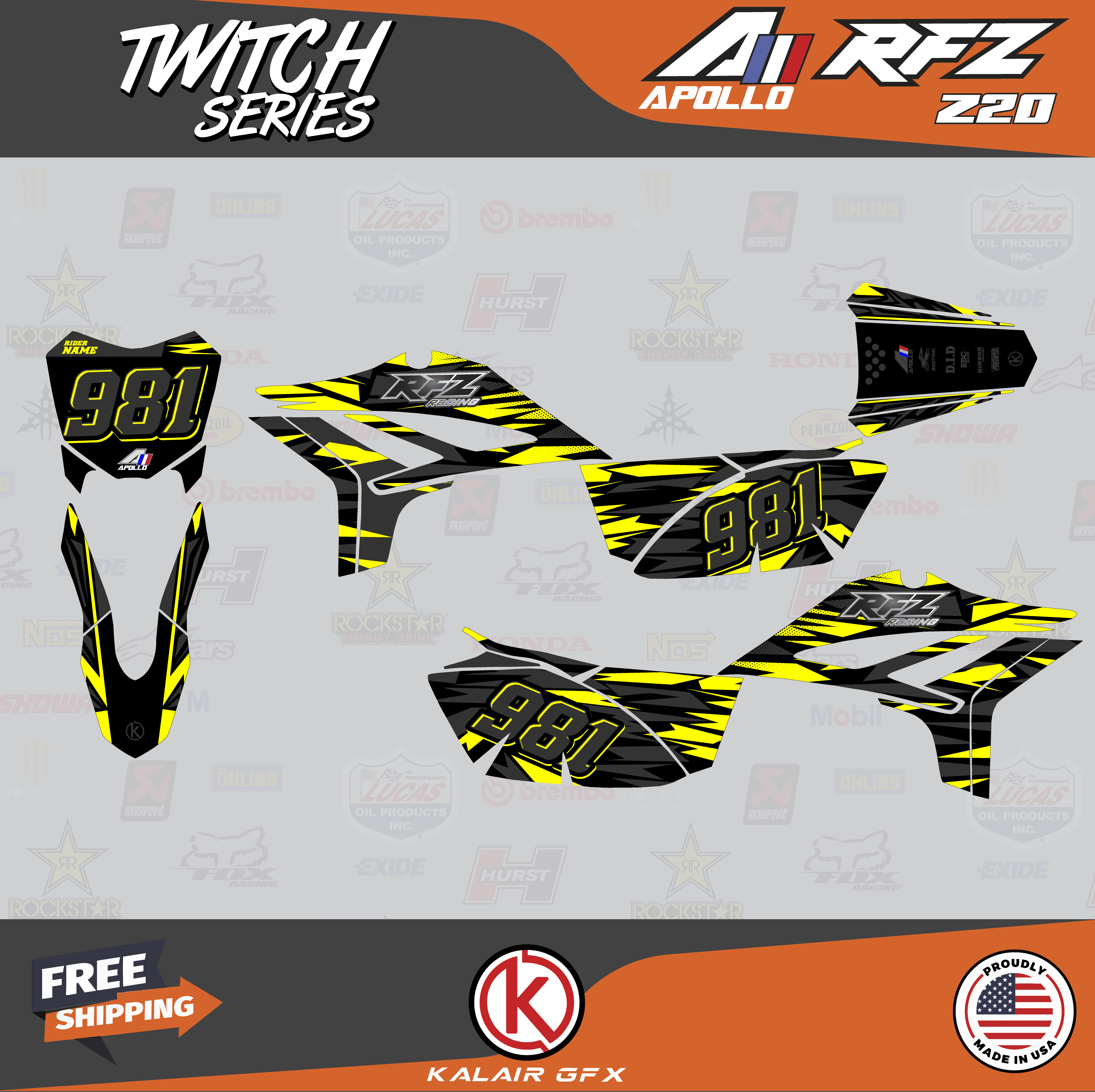 Kalair GFX Graphics Kit for Apollo RFZ Z20 Z40 (All Years) Twitch ...