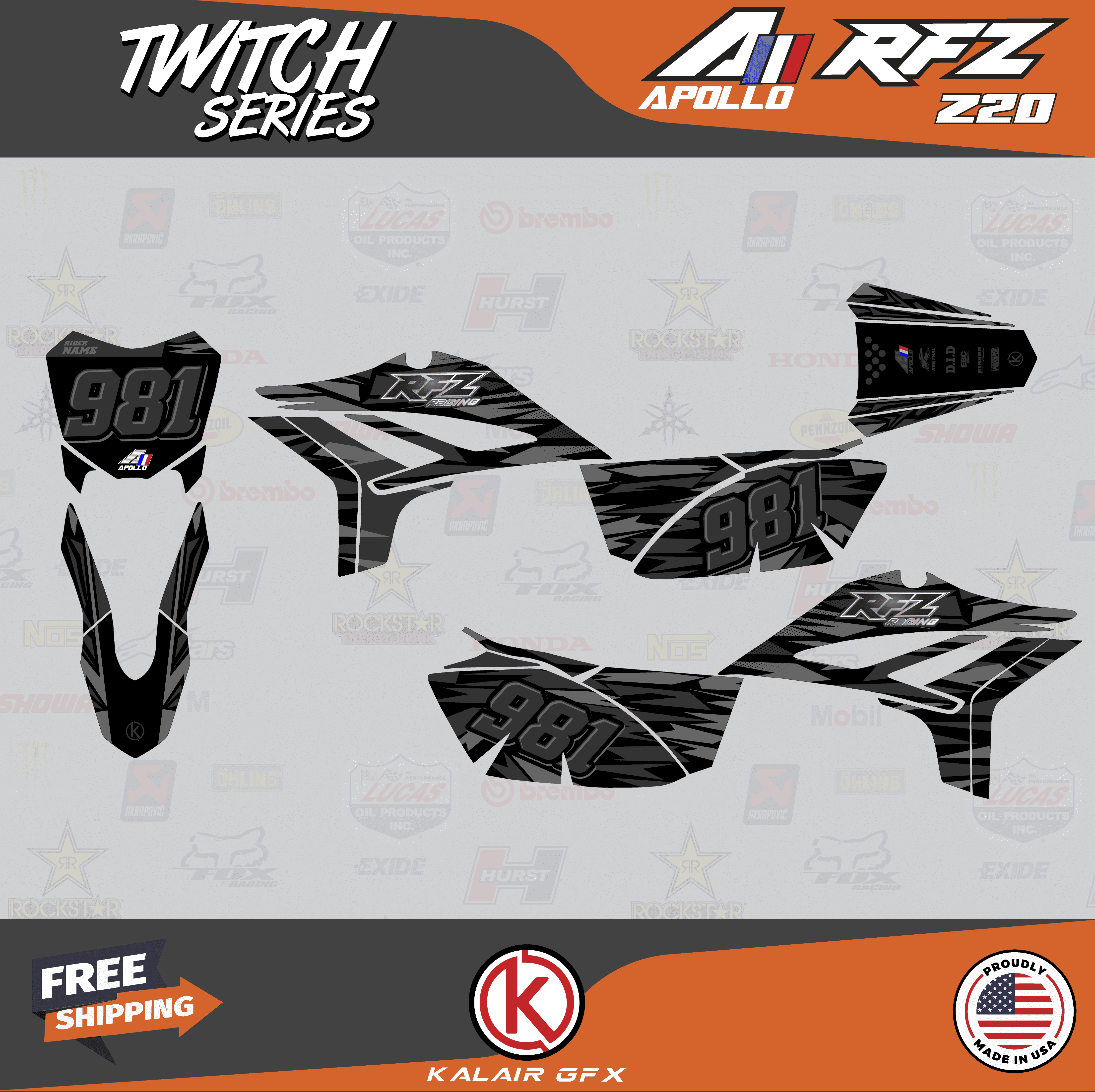 Kalair GFX Graphics Kit for Apollo RFZ Z20 Z40 (All Years) Twitch ...