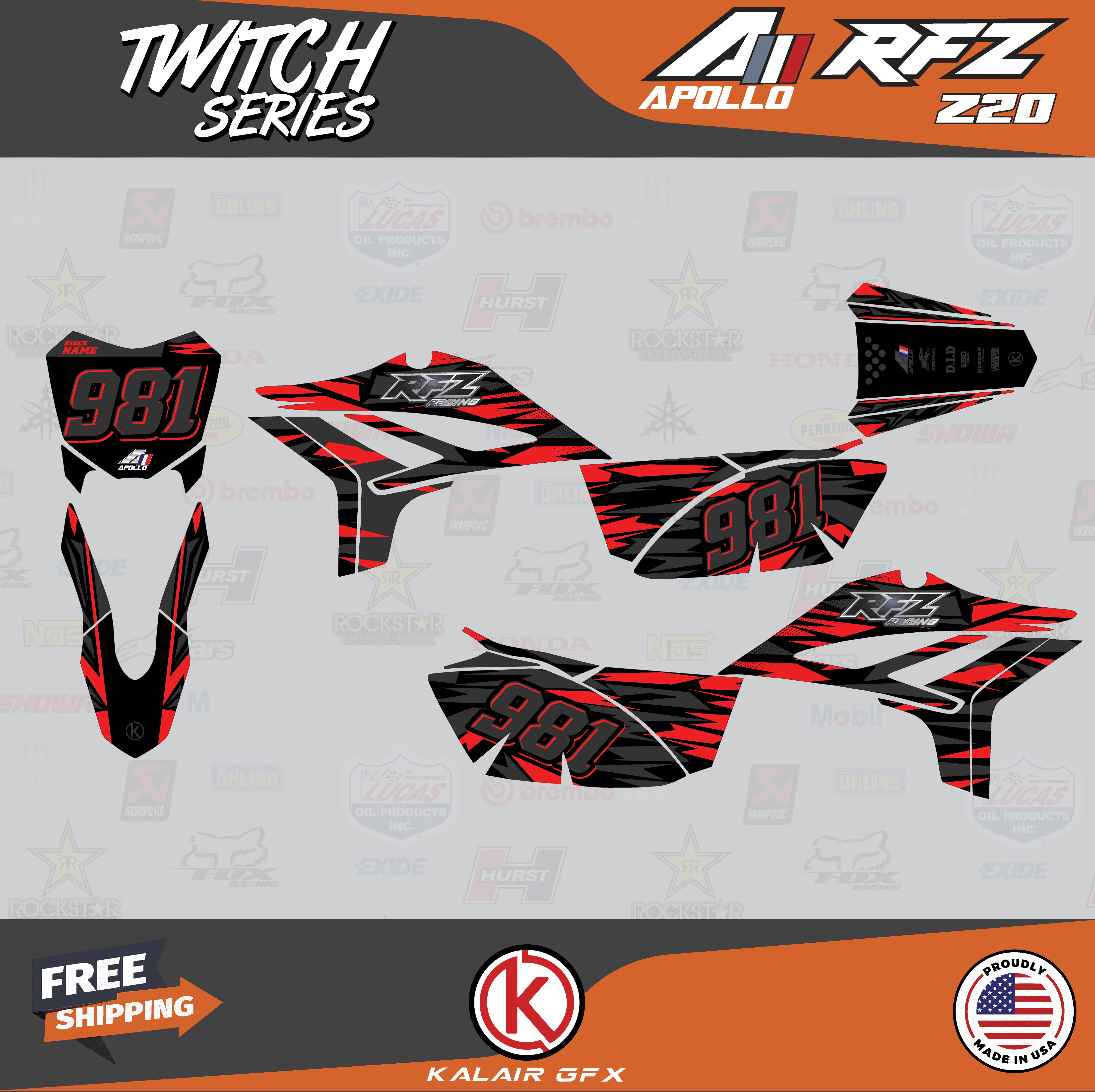 Kalair GFX Graphics Kit for Apollo RFZ Z20 Z40 (All Years) Twitch ...