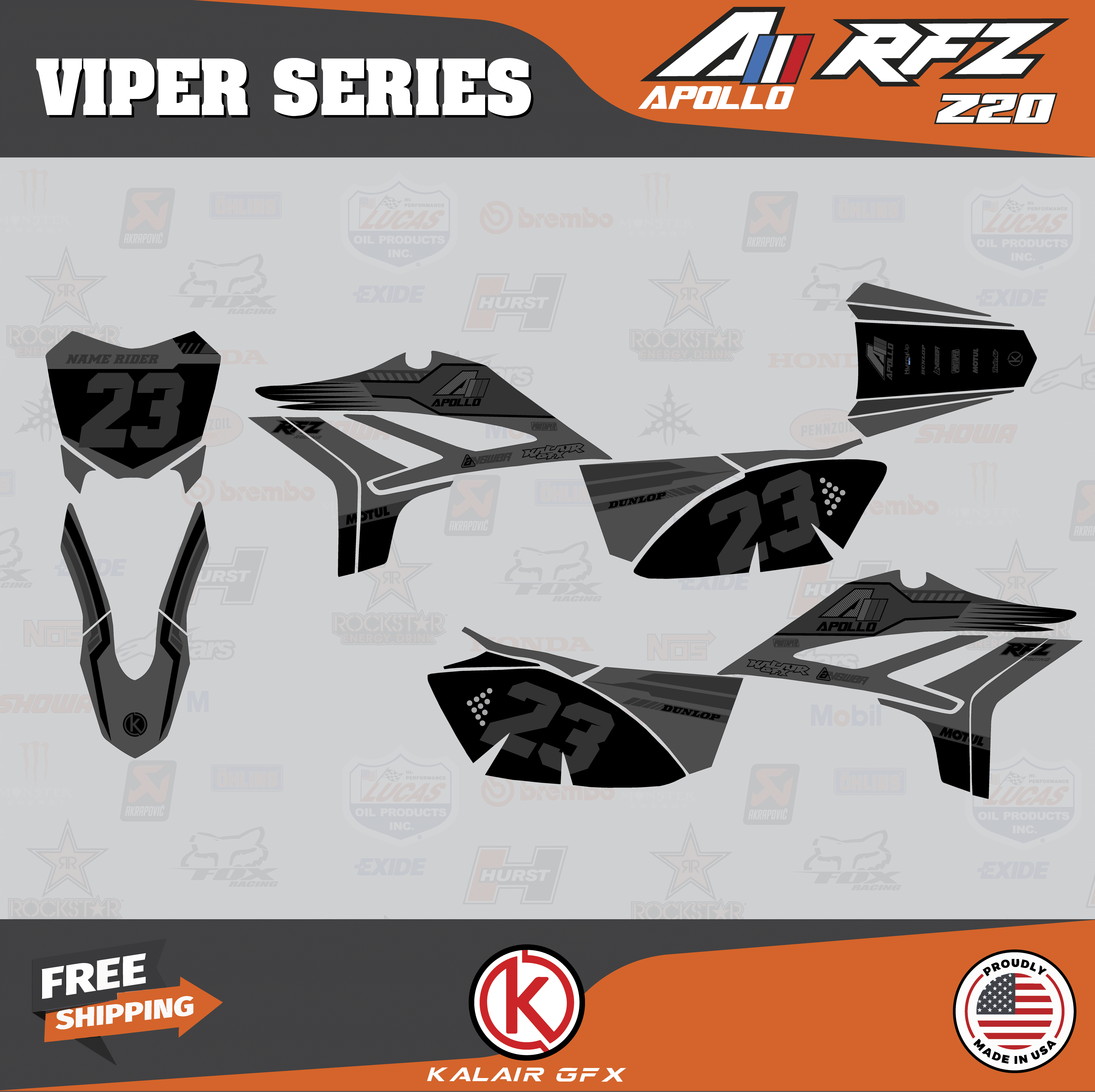 Kalair GFX Graphics Kit for Apollo RFZ Z20 Z40 (All Years) Viper Series ...