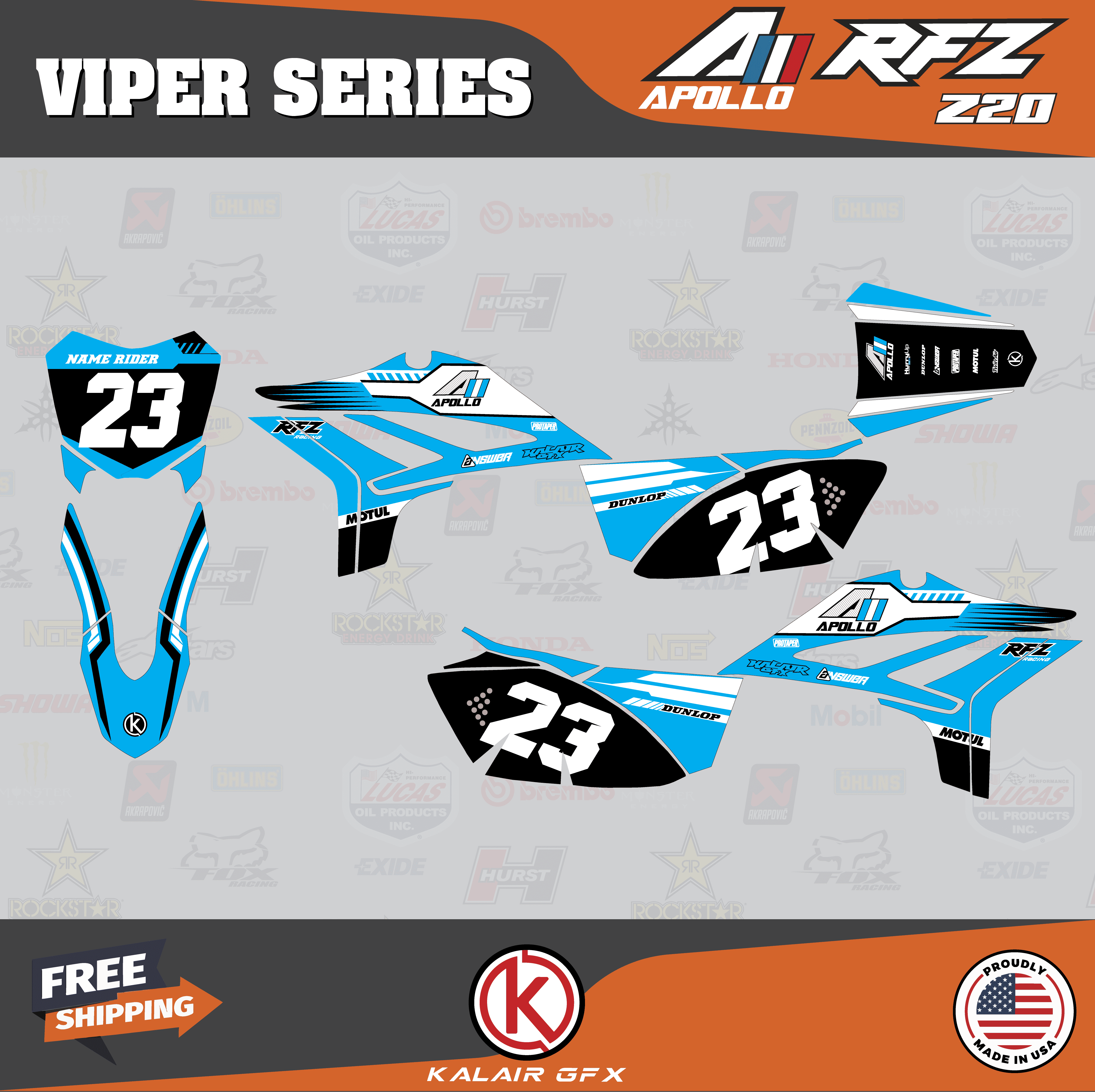 Kalair GFX Graphics Kit for Apollo RFZ Z20 Z40 (All Years) Viper Series ...