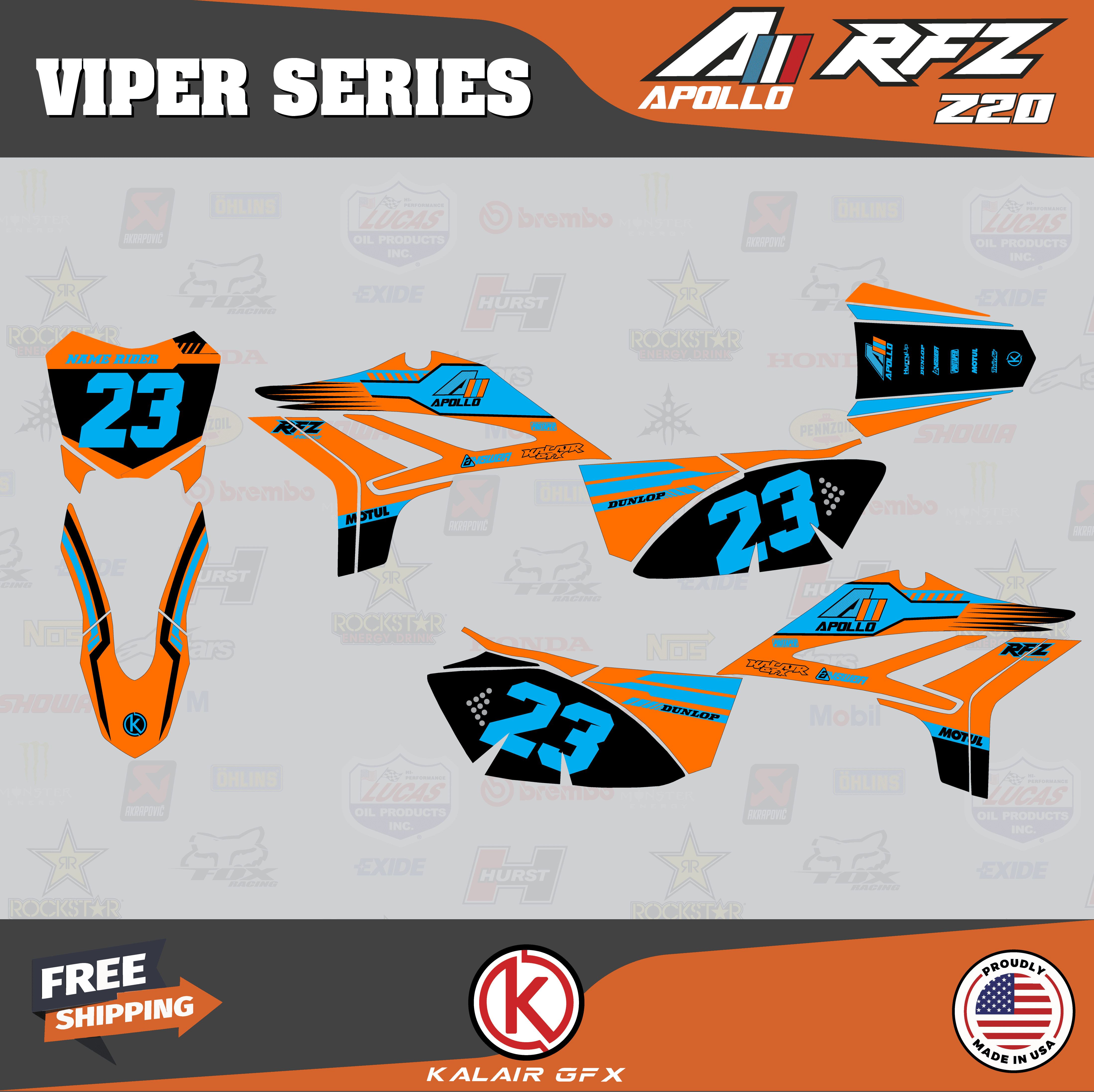 Kalair GFX Graphics Kit for Apollo RFZ Z20 Z40 (All Years) Viper Series ...