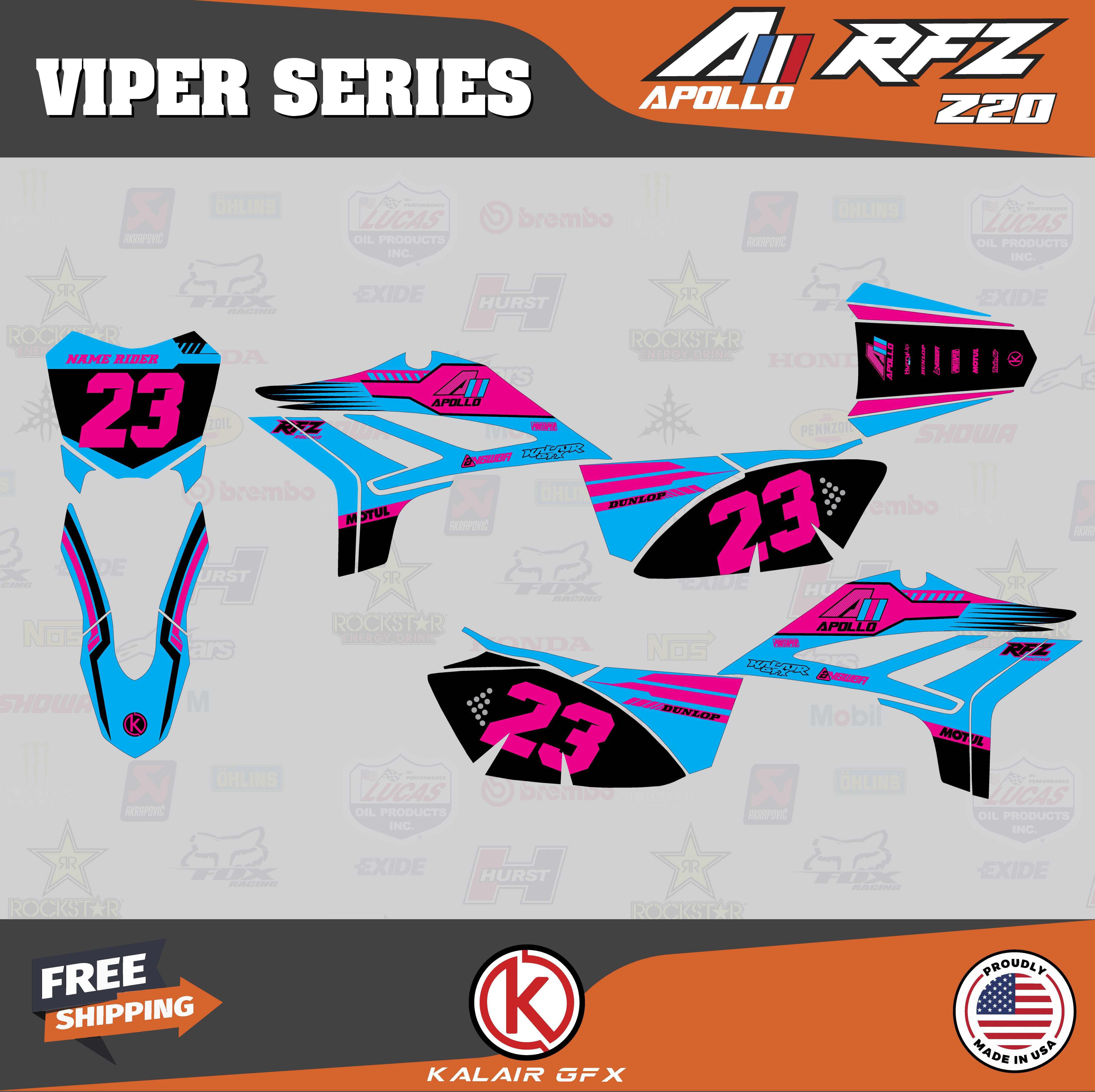Kalair GFX Graphics Kit for Apollo RFZ Z20 Z40 (All Years) Viper Series ...
