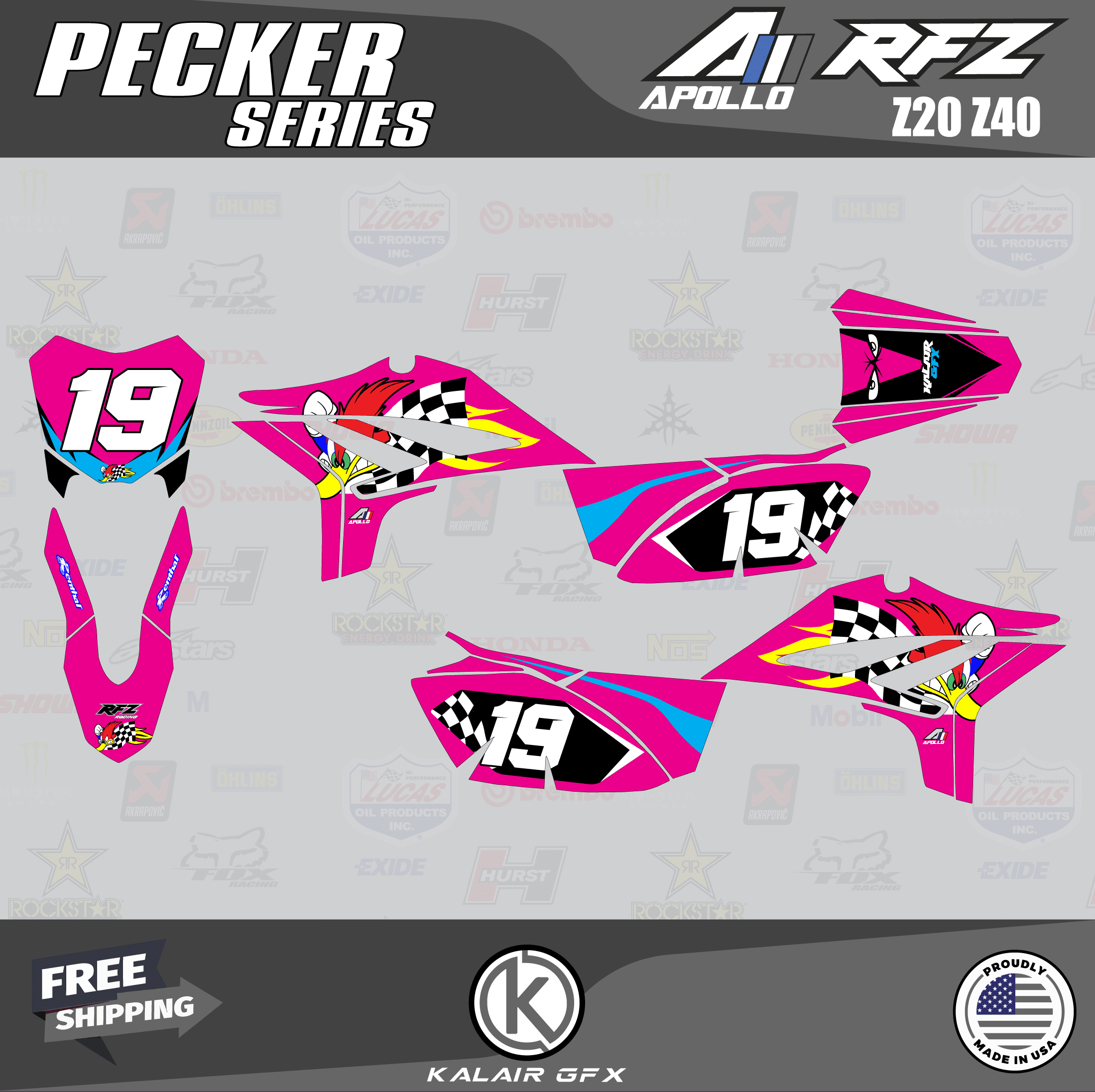 Kalair GFX Graphics Kit for Apollo RFZ Z20 Z40 Pecker Series - Walmart.com