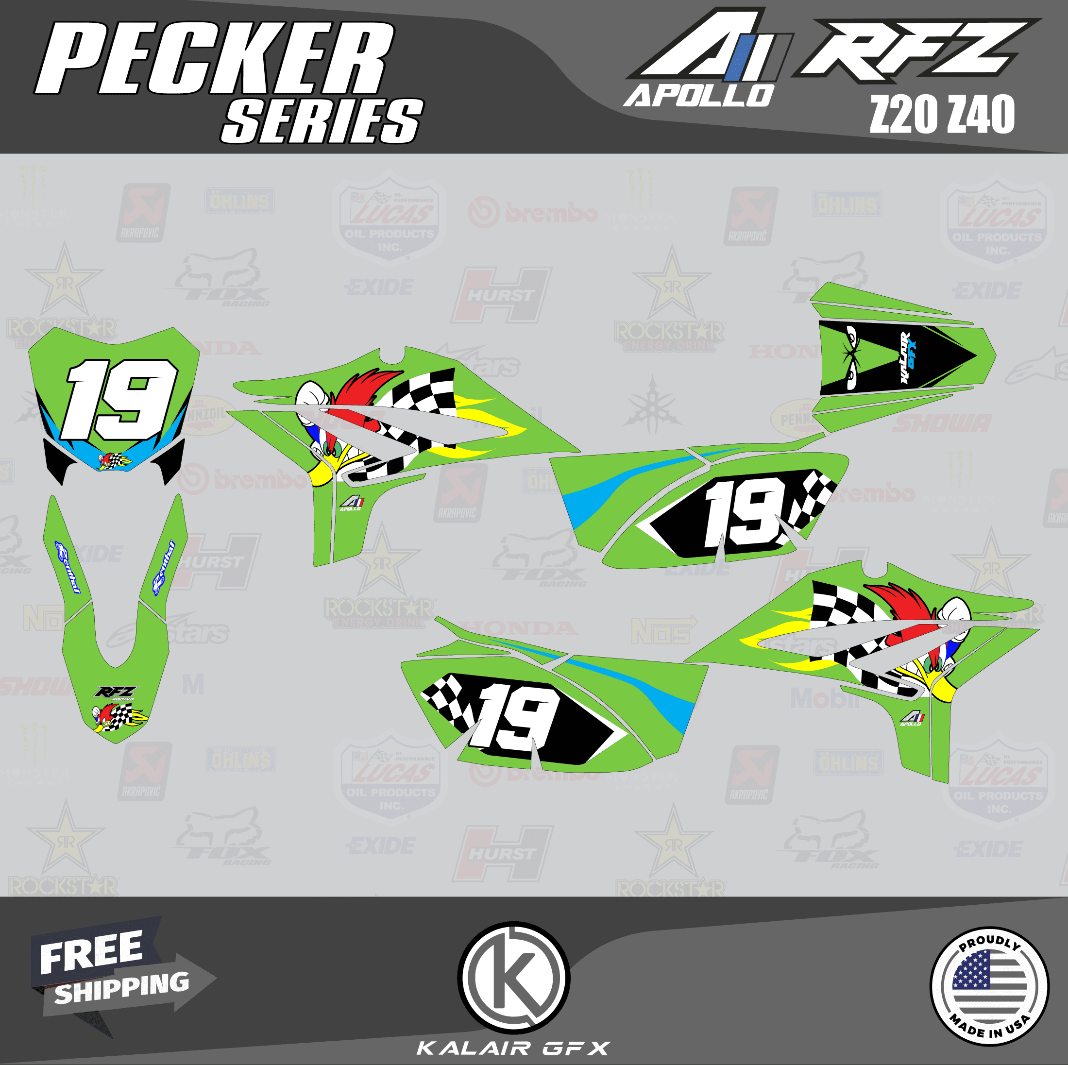 Kalair GFX Graphics Kit for Apollo RFZ Z20 Z40 Pecker Series - Walmart.com