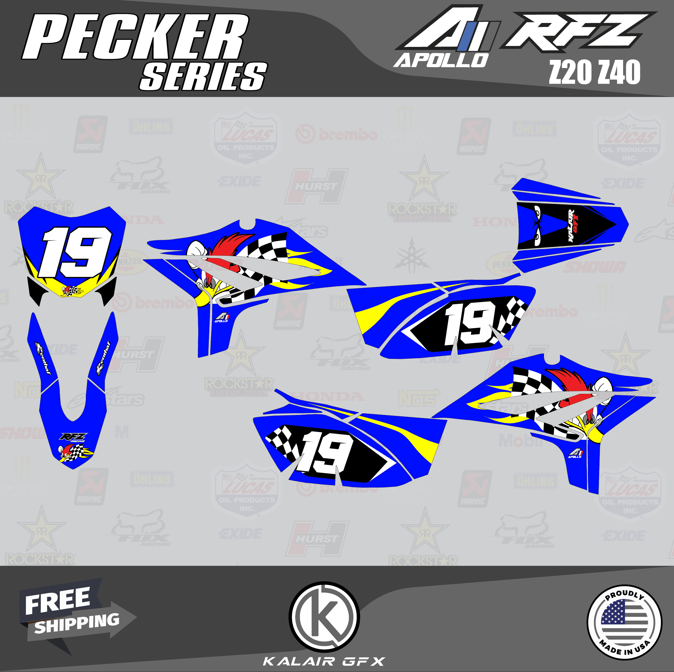 Kalair GFX Graphics Kit for Apollo RFZ Z20 Z40 Pecker Series - Walmart.com