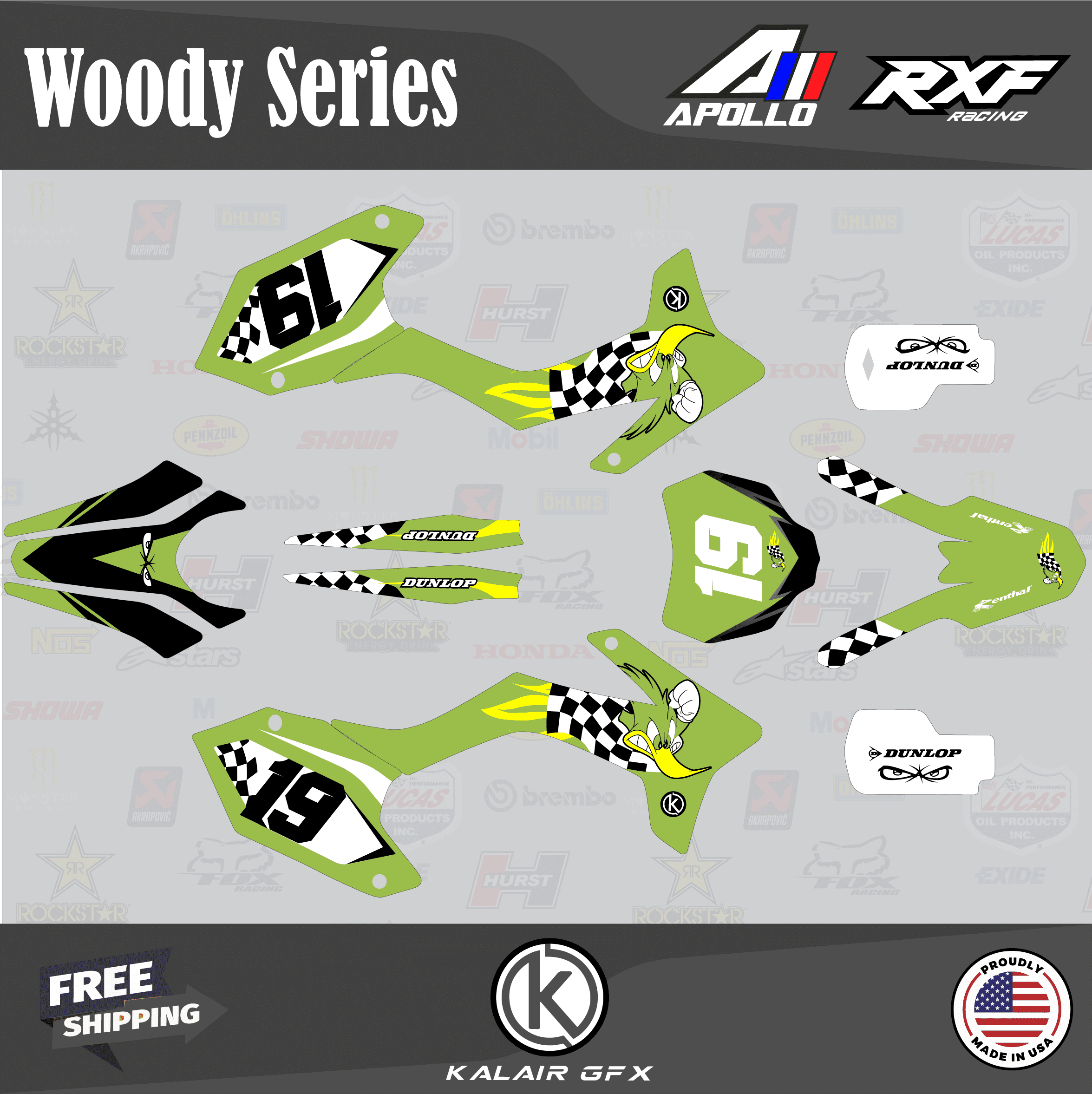 Kalair GFX Graphics Kit for Apollo RXF FREERIDE 150, 190 (All Years ...