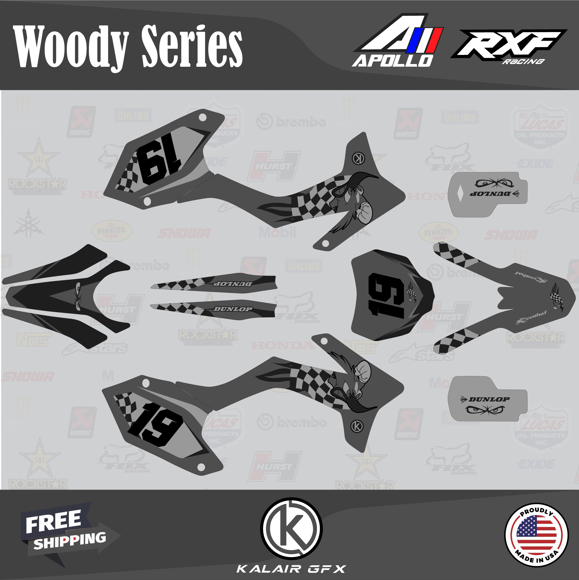 Kalair GFX Graphics Kit for Apollo RXF FREERIDE 150, 190 (All Years ...