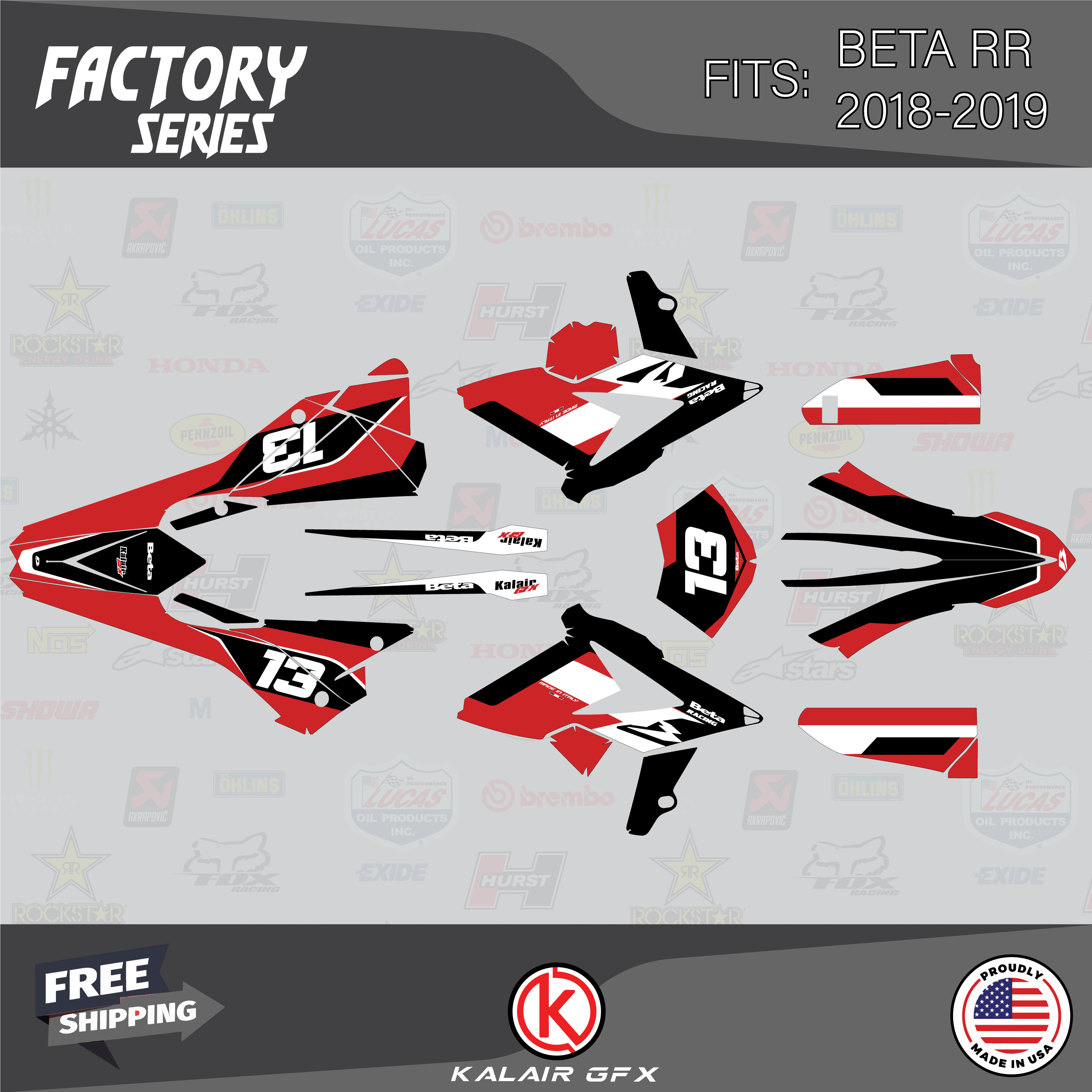Kalair GFX Graphics Kit for Beta 2-STROKE 125RR, 250RR, 300RR, and RACE ...