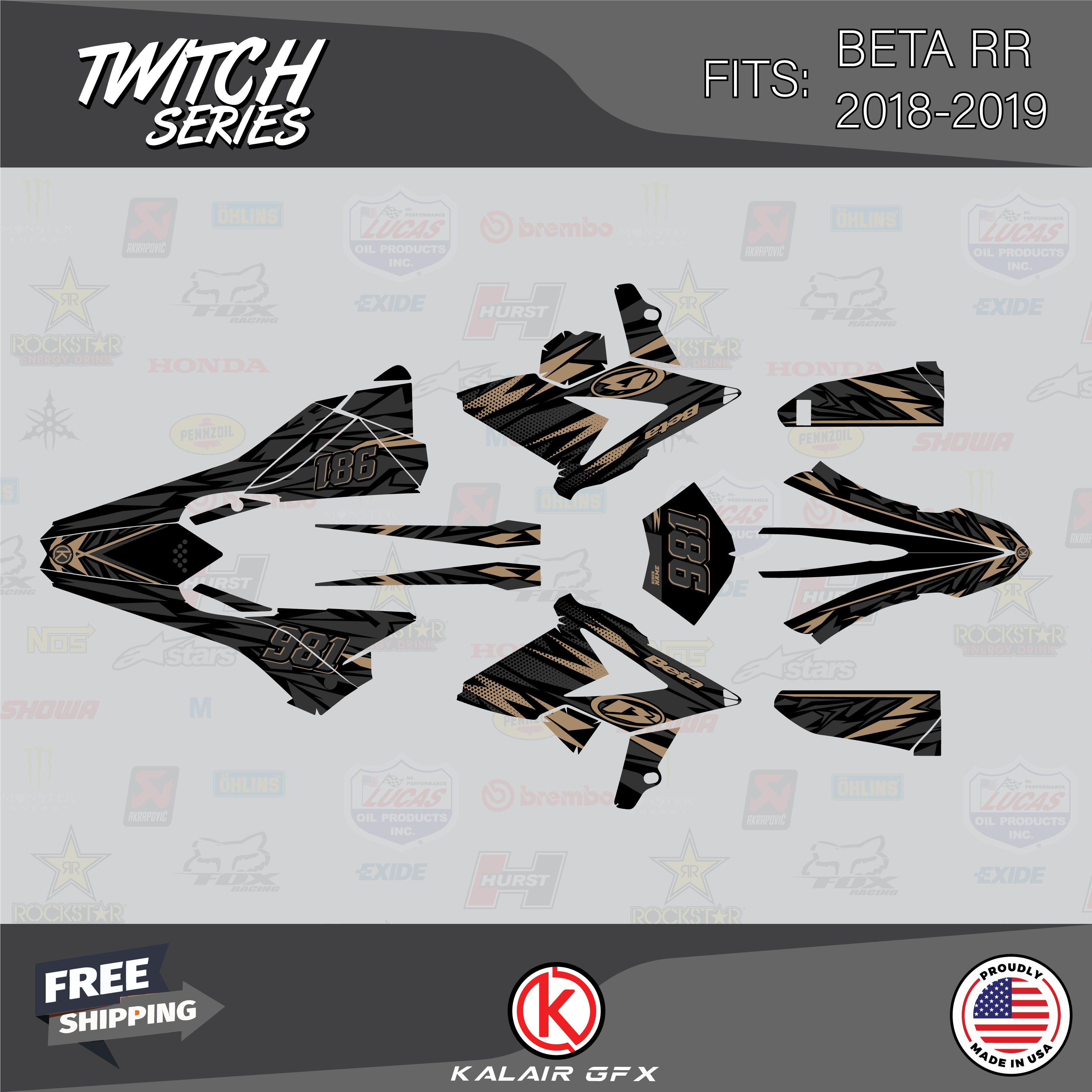 Kalair GFX Graphics Kit for Beta 2-STROKE 125RR, 250RR, 300RR, and Race ...